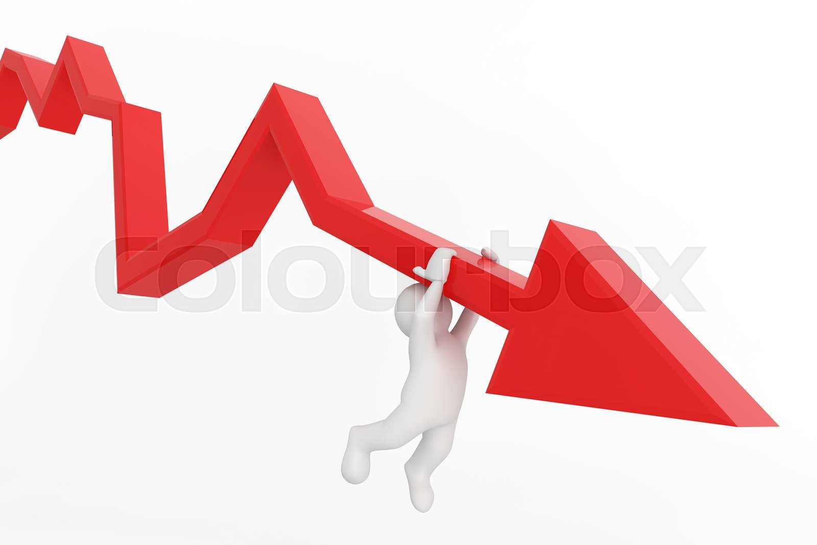 3d white man character and business graph. | Stock image | Colourbox