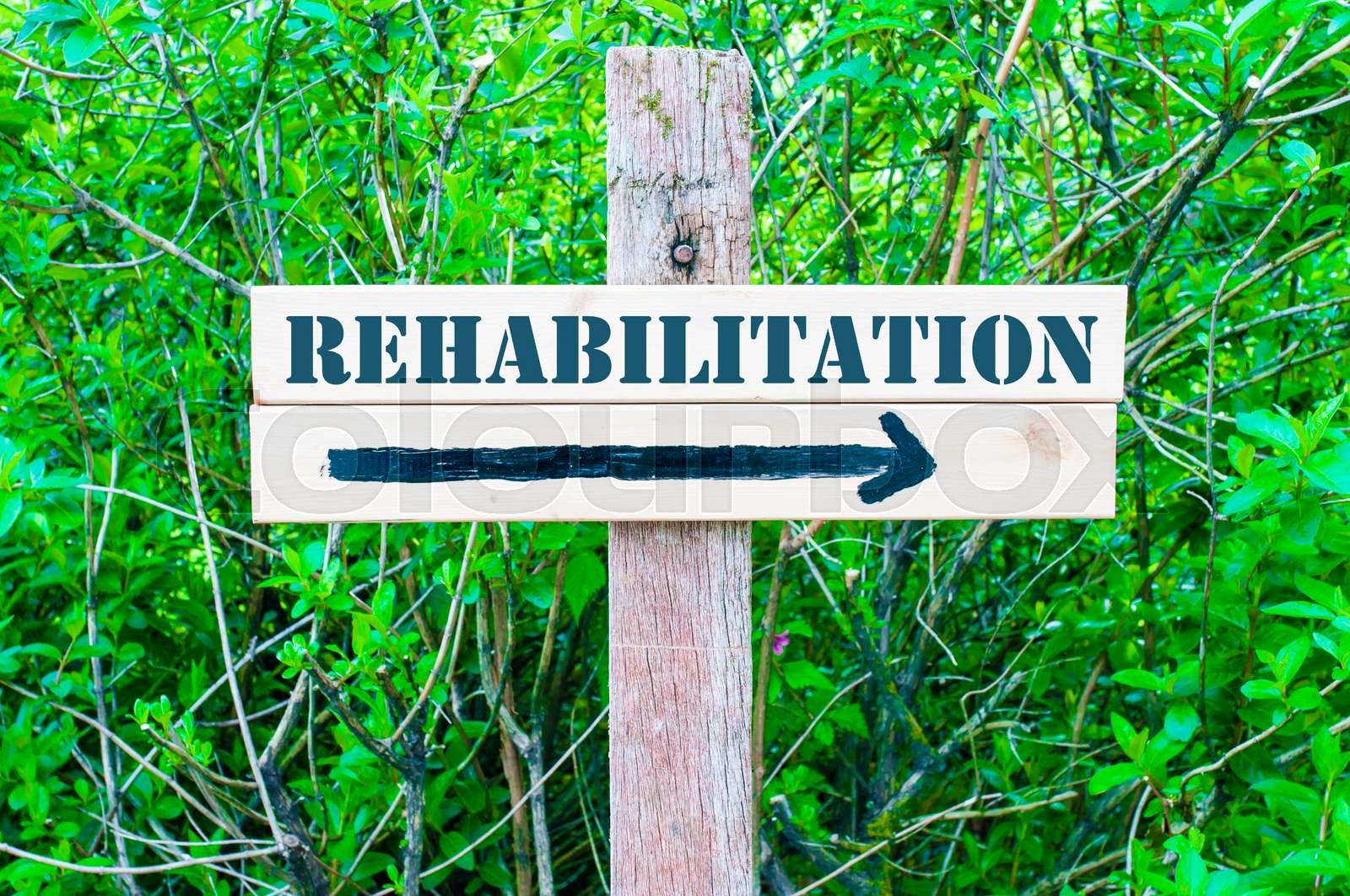 REHABILITATION Directional sign | Stock image | Colourbox