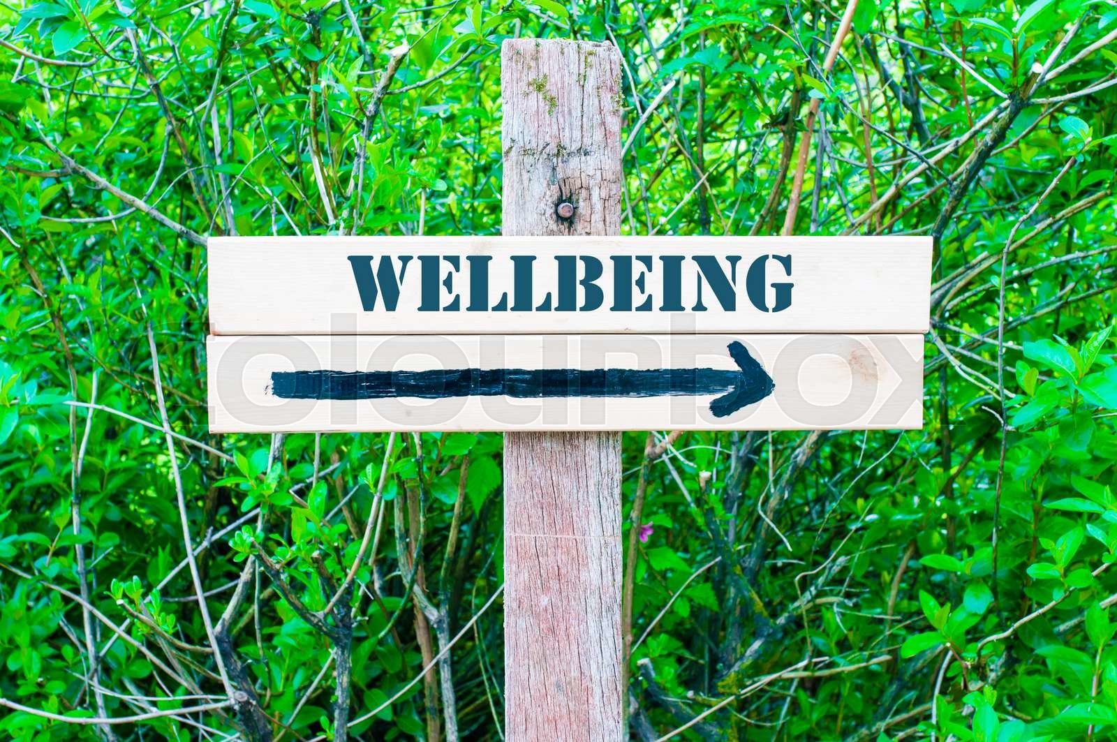 WELLBEING Directional sign | Stock image | Colourbox