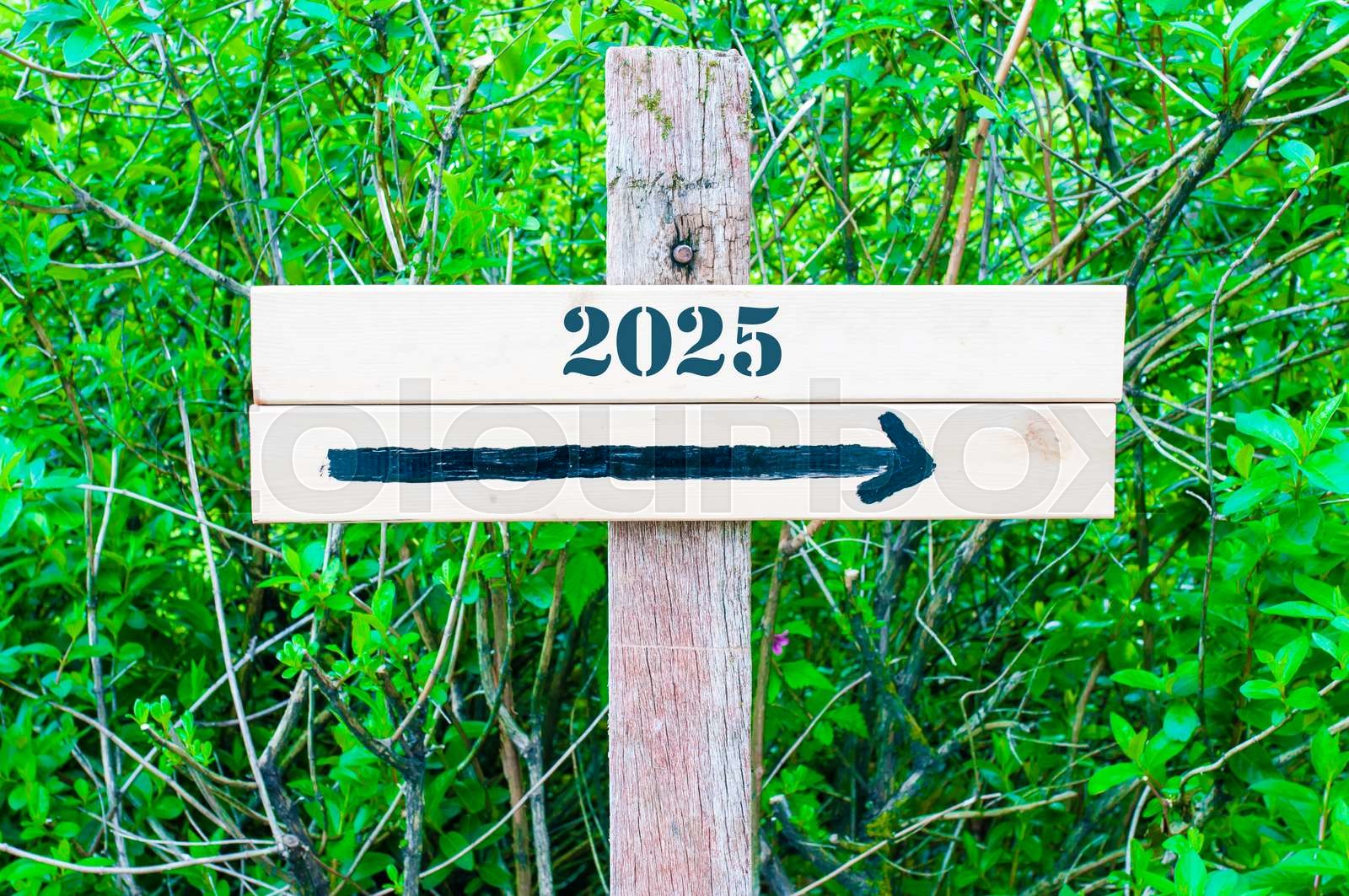 YEAR 2025 Directional sign | Stock image | Colourbox