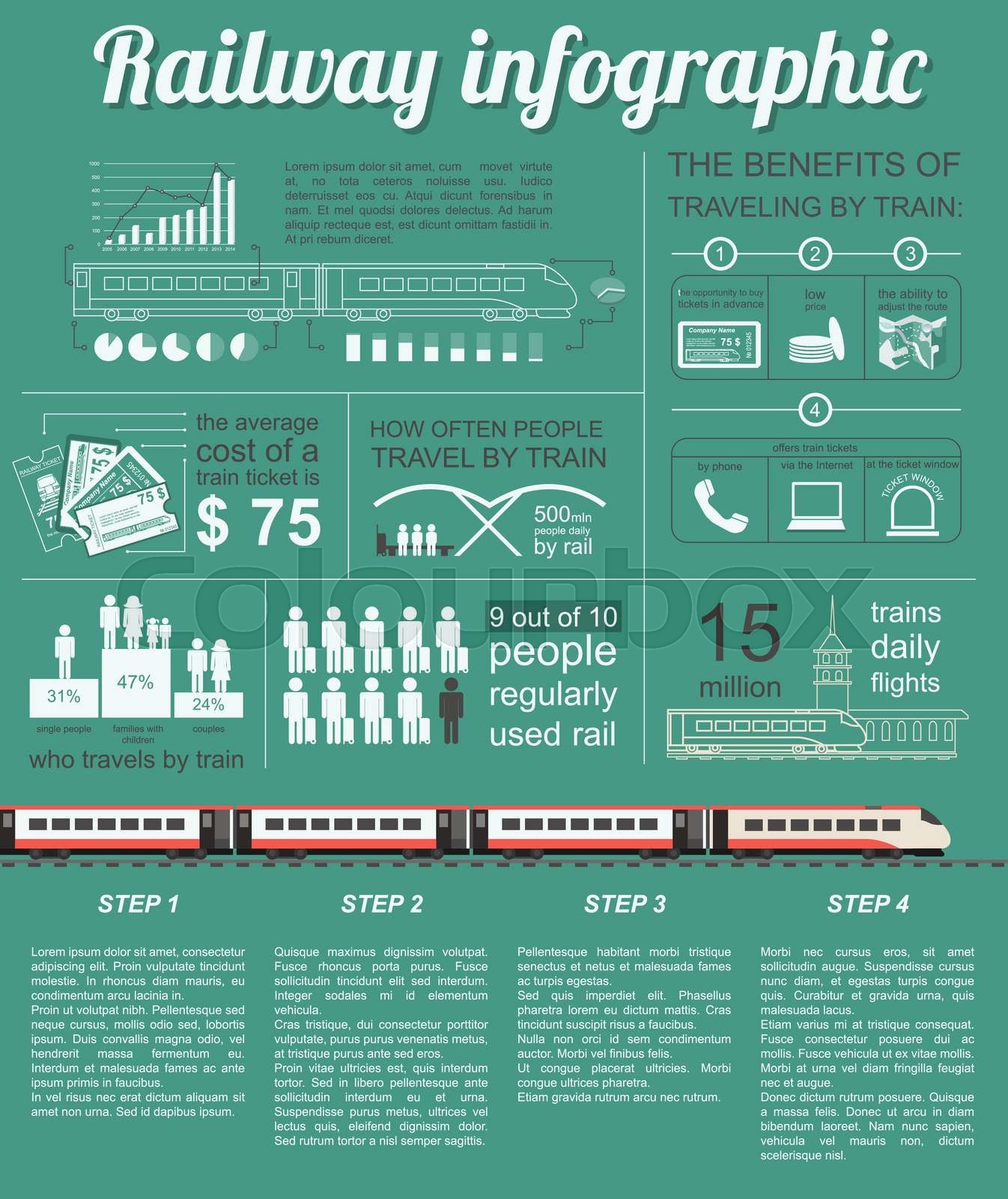 Railway infographic. Set elements for creating your own infographics ...