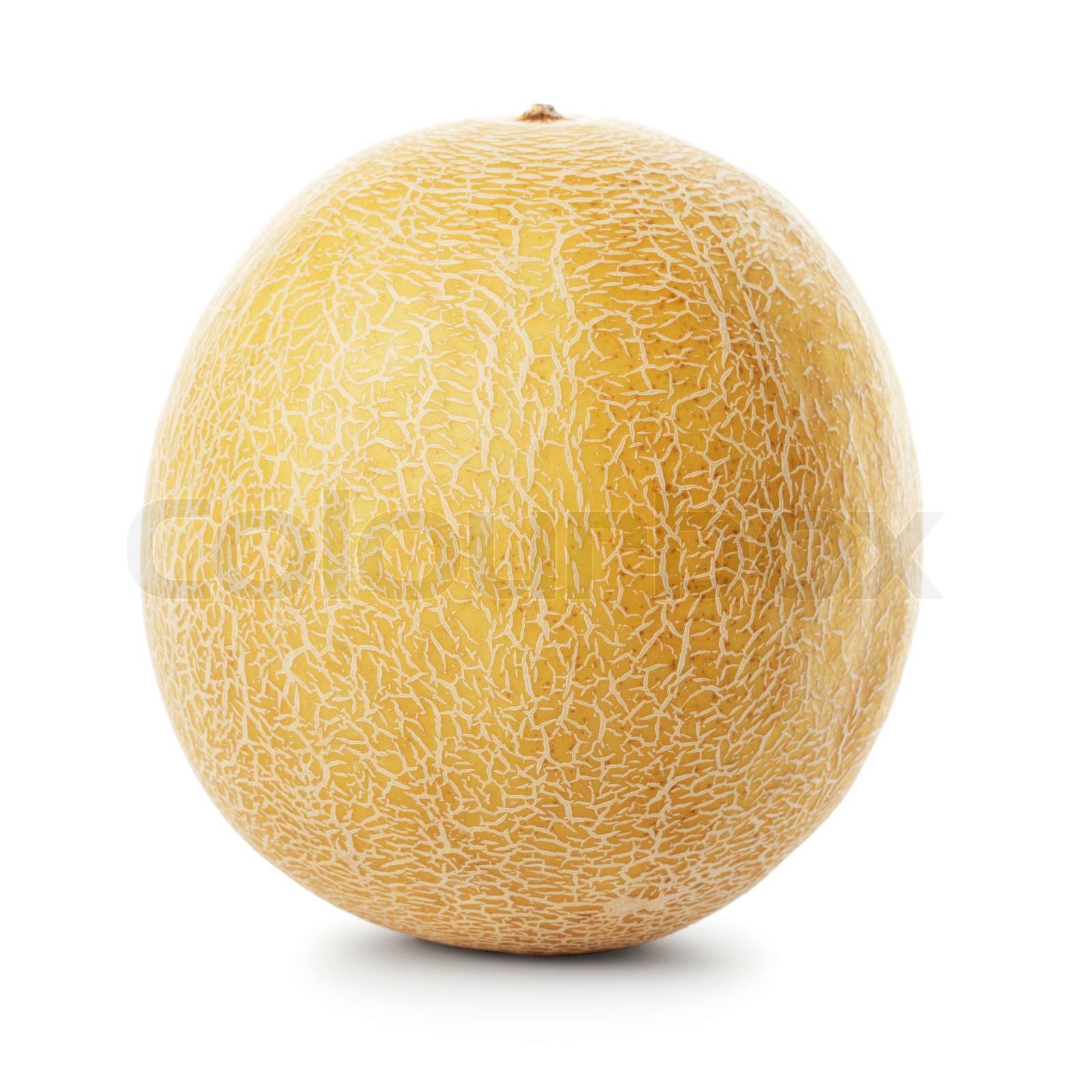 ganze Galia-Melone, die isoliert auf weiss mit Schatten | Stock Bild ...