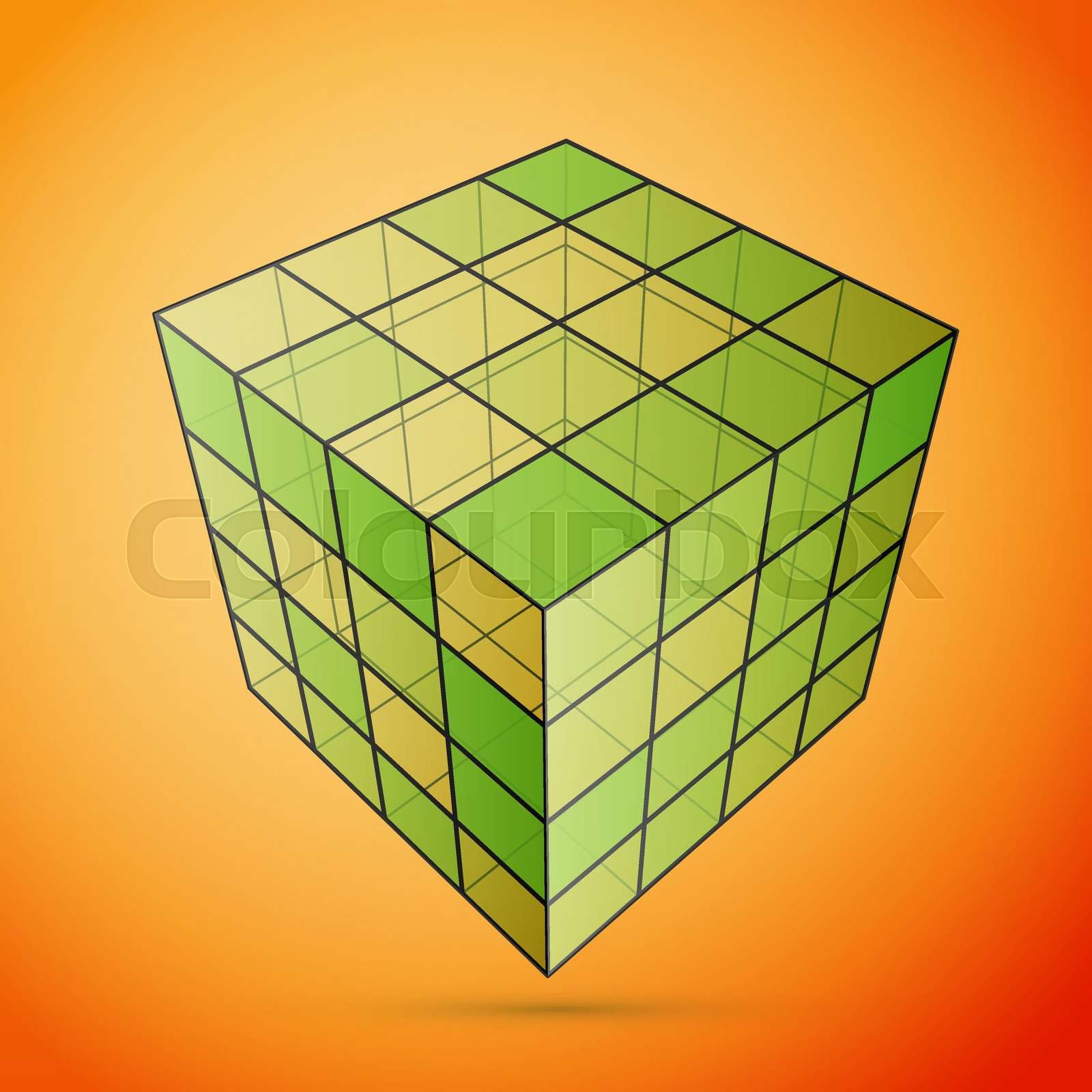Three D cube green | Stock vector | Colourbox