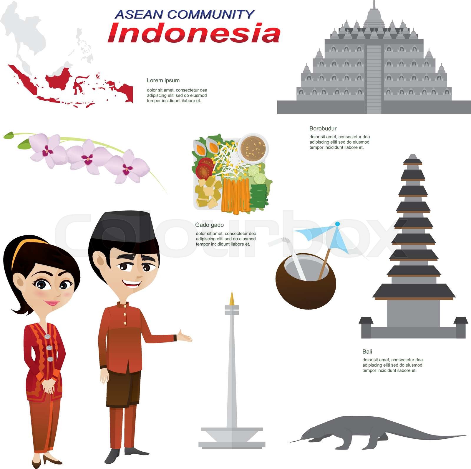 cartoon infographic of indonesia asean community. | Stock vector ...