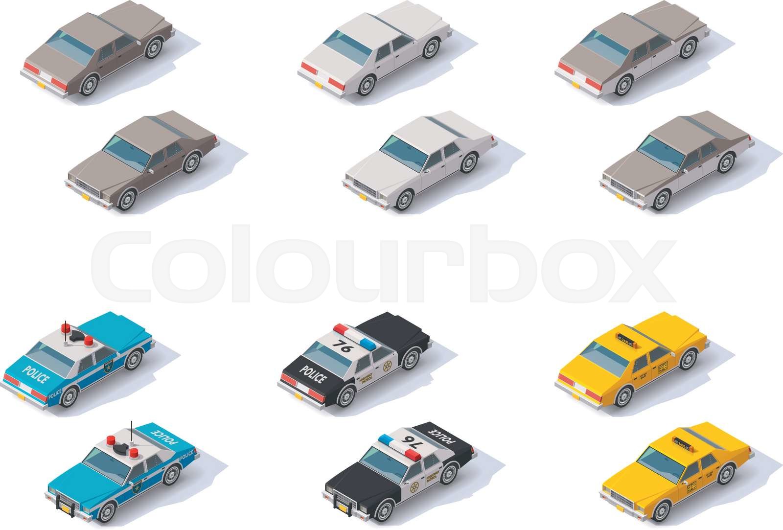 Vector isometric cars set | Stock vector | Colourbox