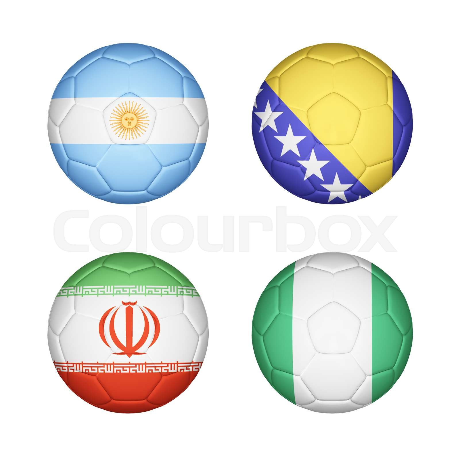 Set 4 of soccer balls mapping with country flags | Stock image | Colourbox