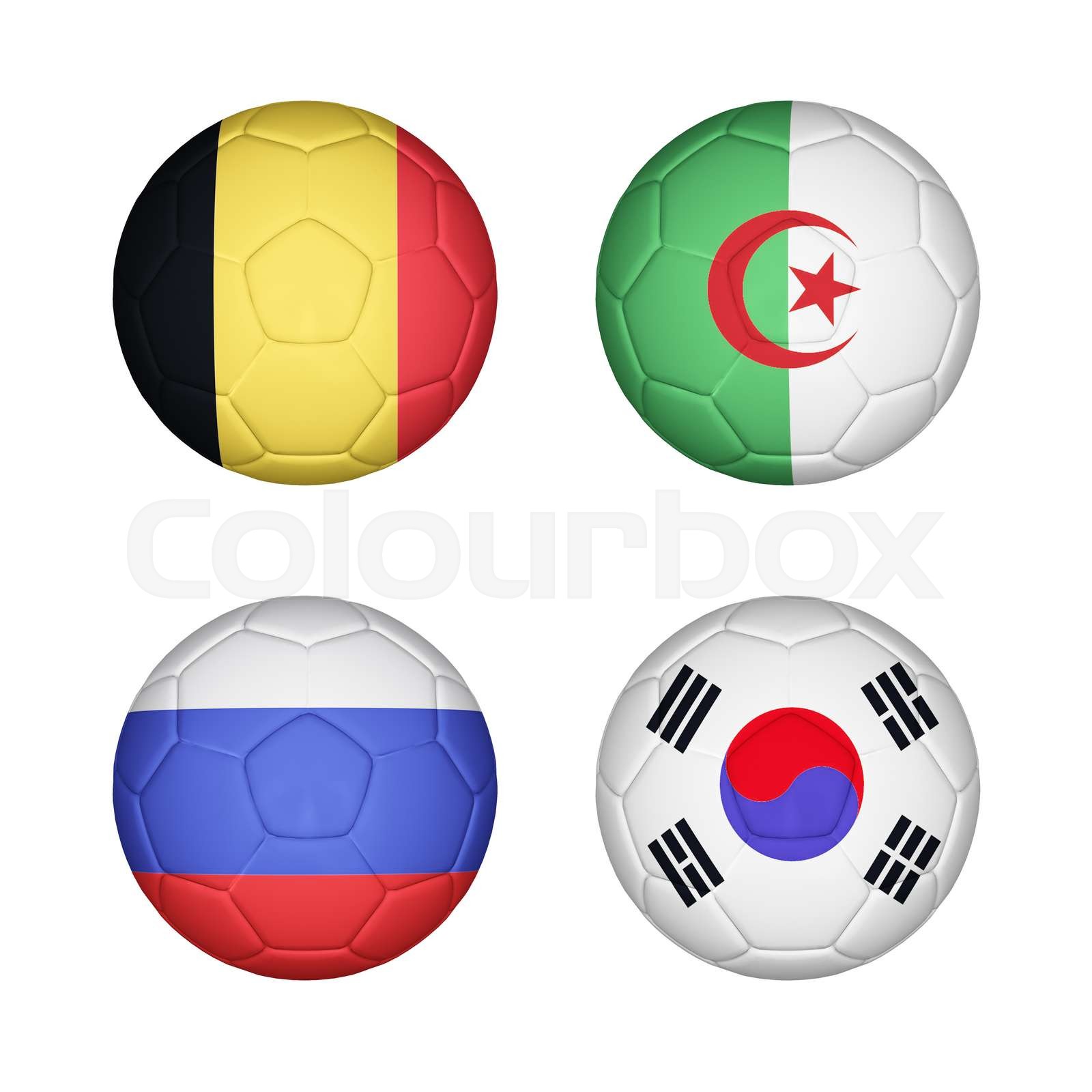 Set 4 of soccer balls mapping with country flags | Stock image | Colourbox
