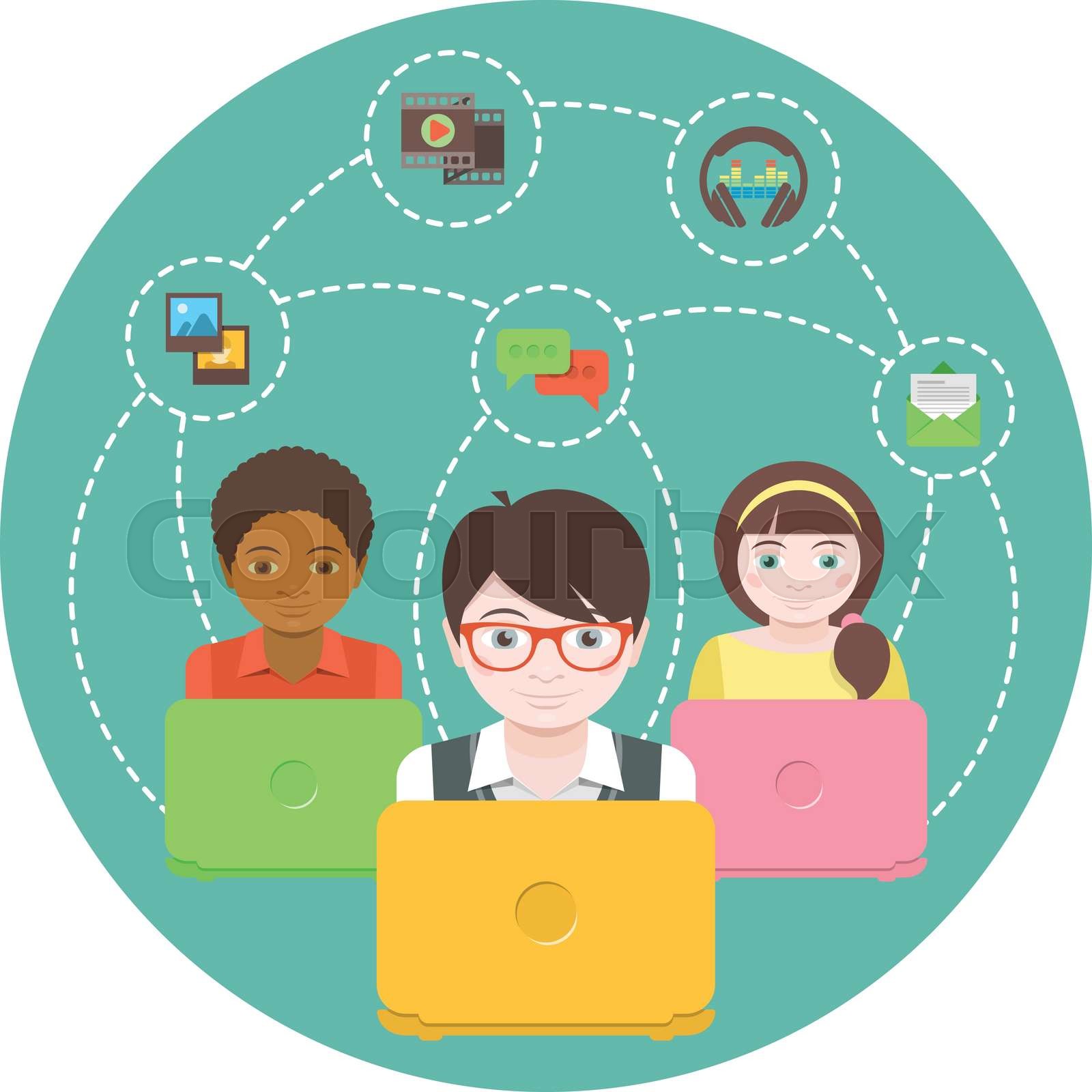 Kids and Social networking | Stock vector | Colourbox