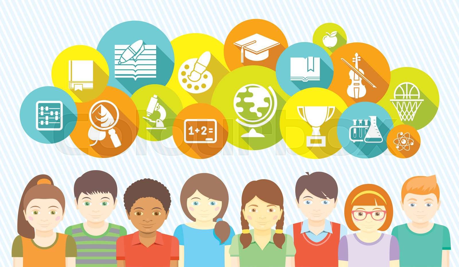 Kids and school icons | Stock vector | Colourbox