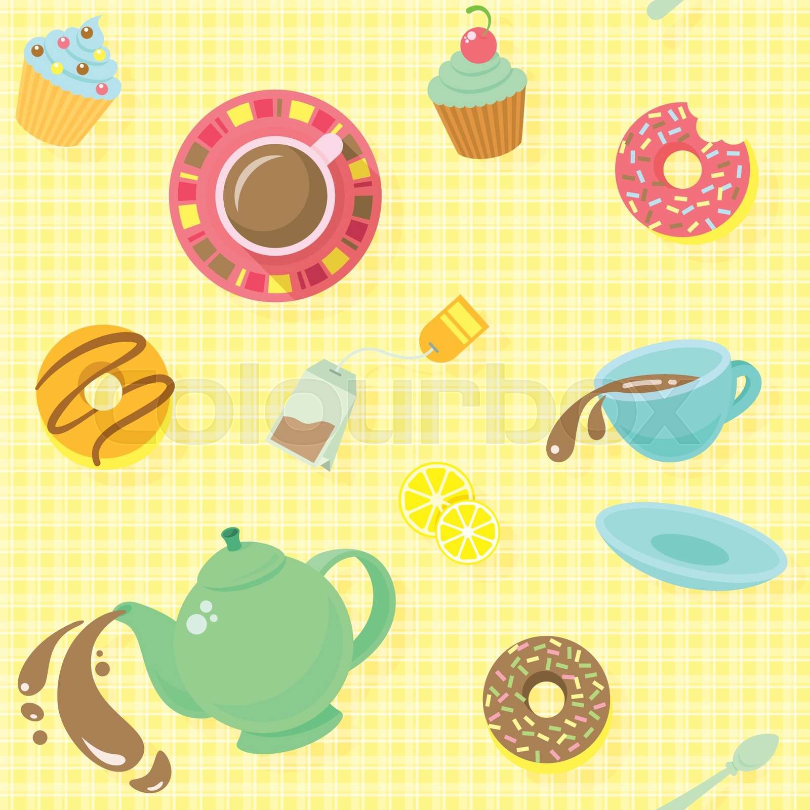 Tea party pattern | Stock vector | Colourbox