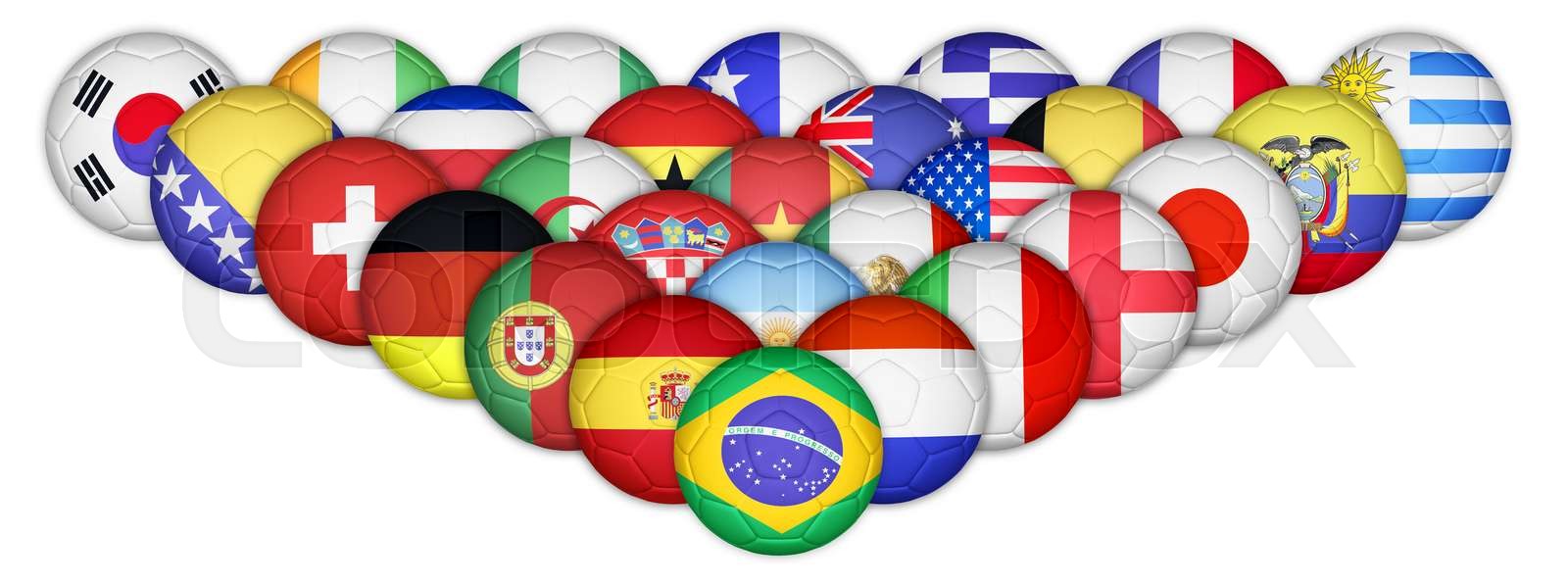 Set of soccer balls mapping with country flags | Stock image | Colourbox