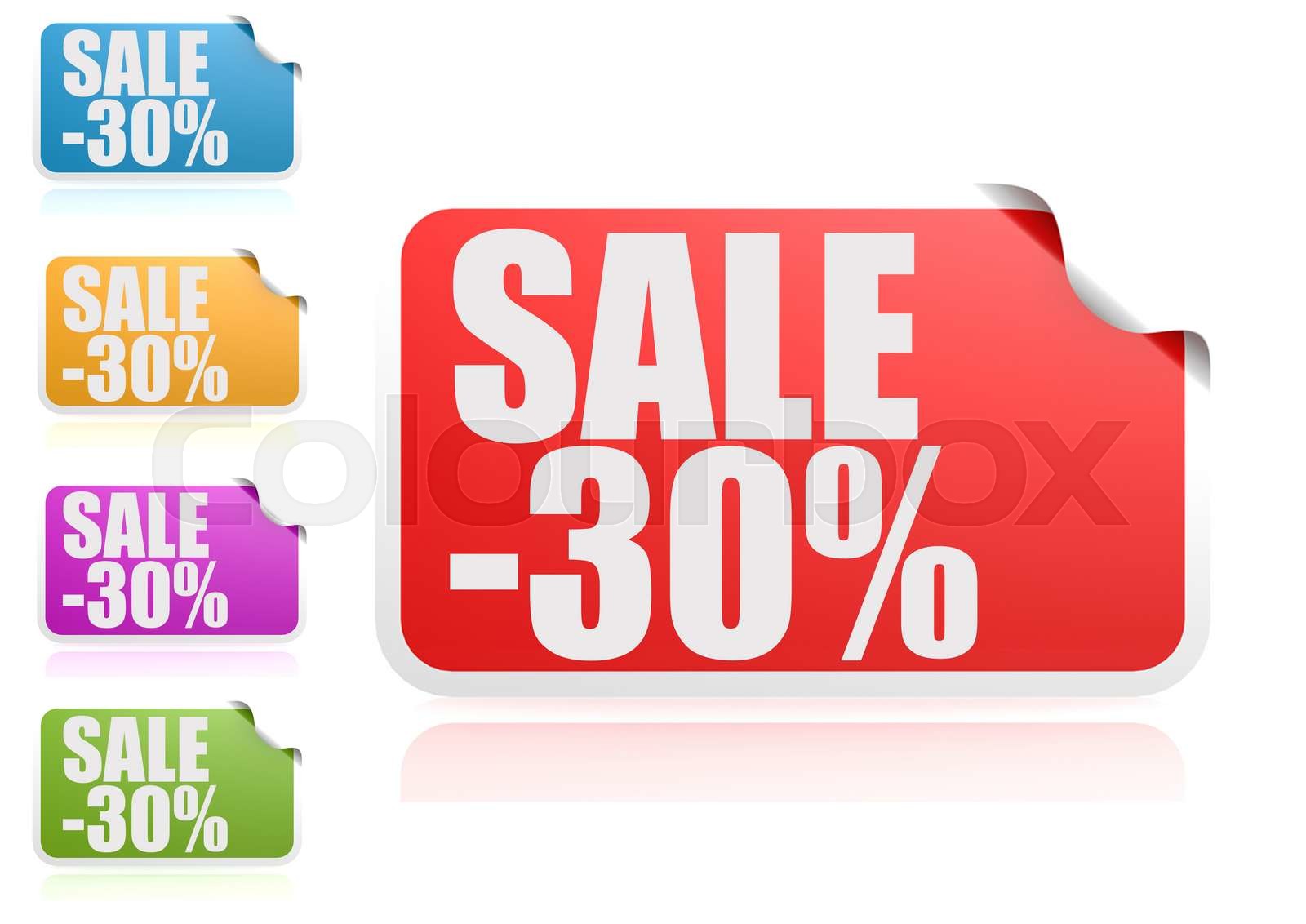 Sale 30% label set | Stock image | Colourbox