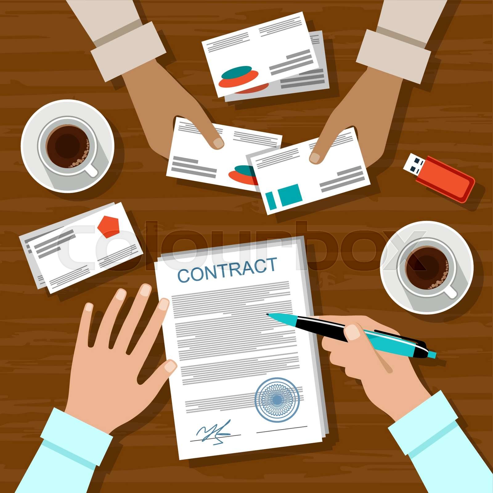 Signing a contract. Business meeting. Vector illustration | Stock ...