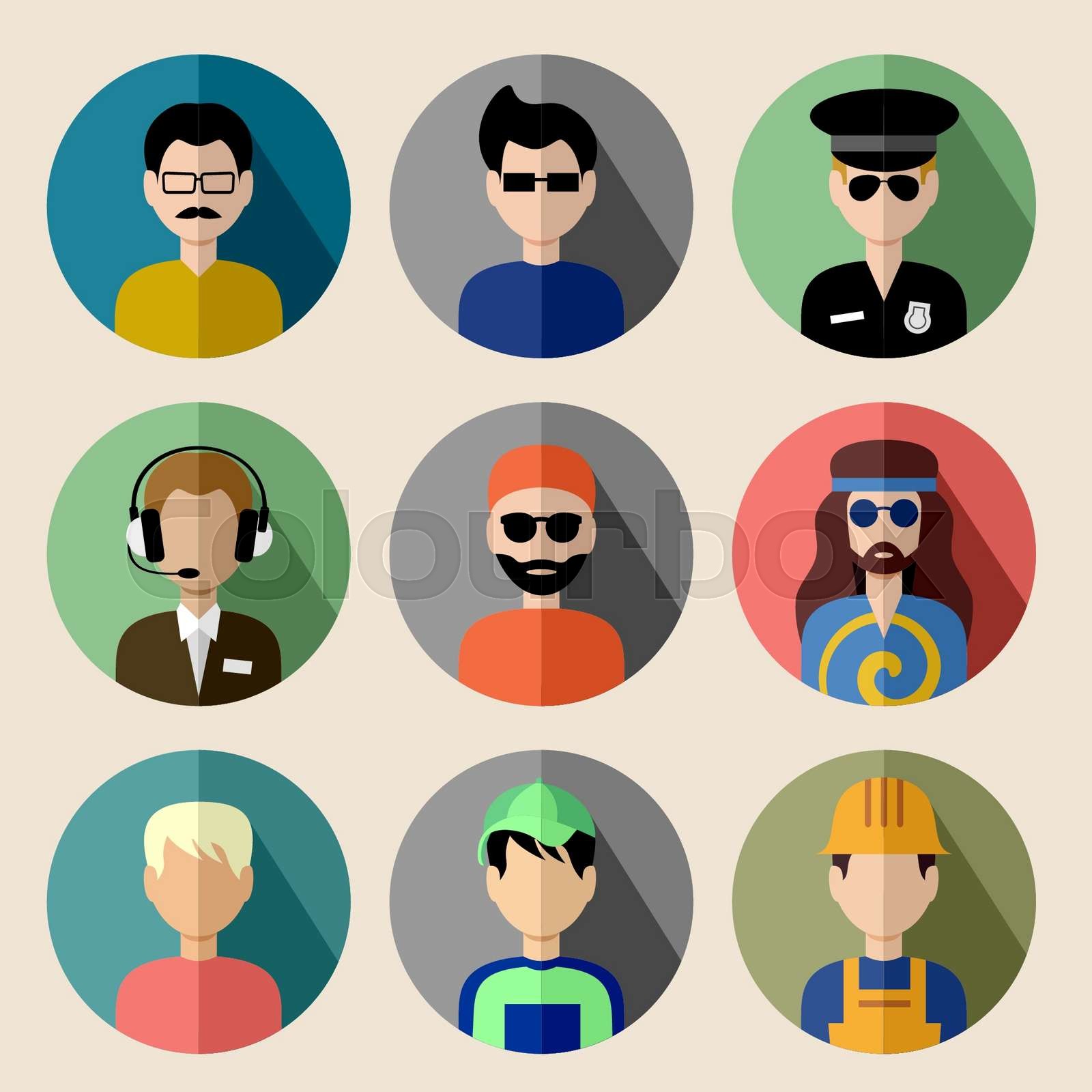 Set of round flat icons with men. | Stock vector | Colourbox