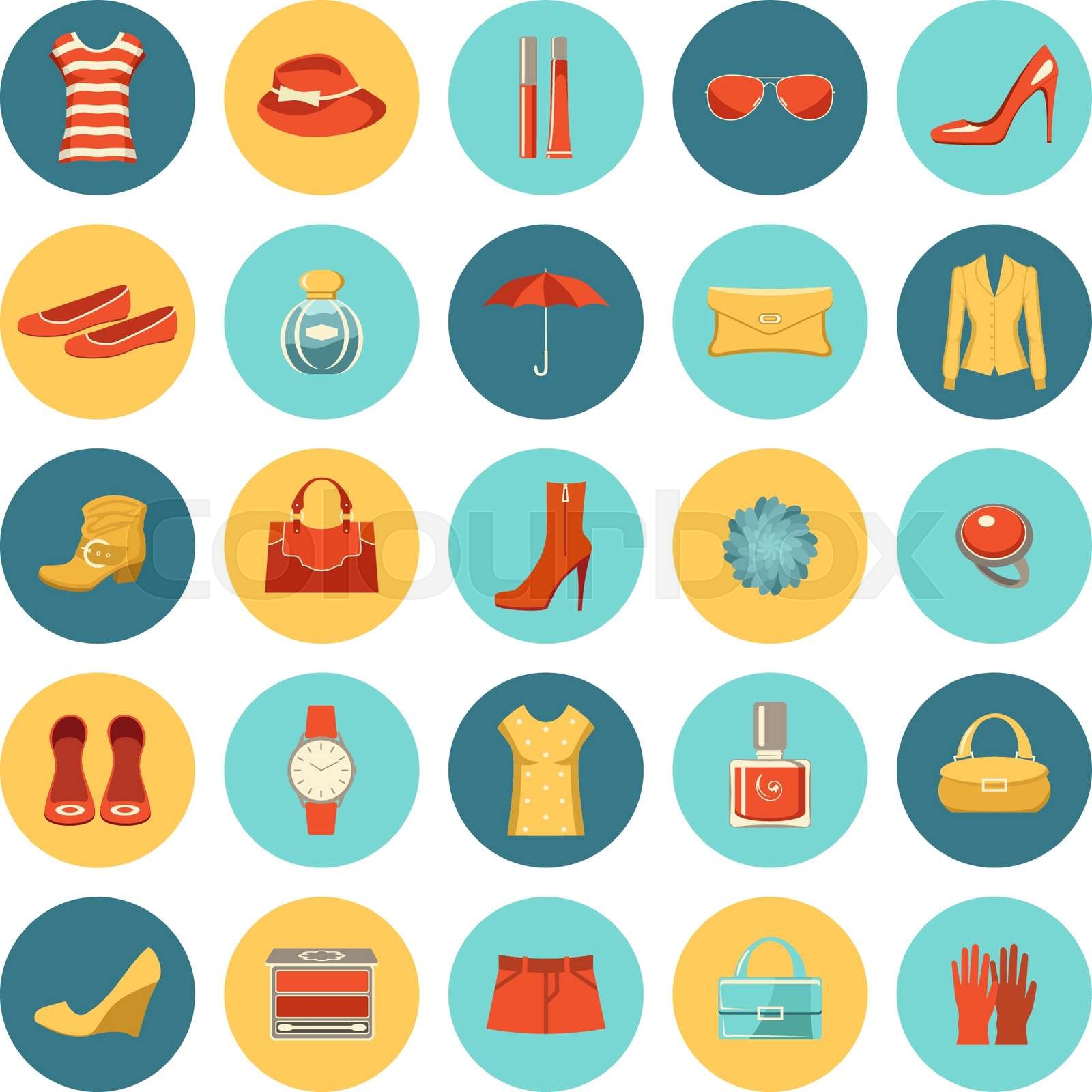 Set of flat design fashion icons. | Stock vector | Colourbox