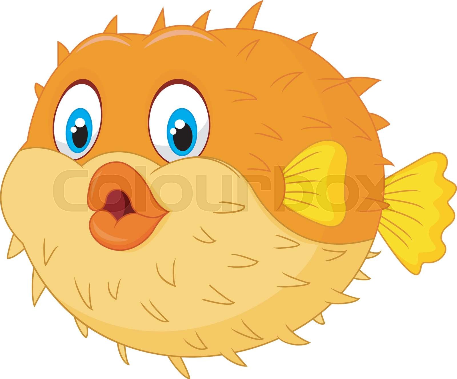 Cute puffer fish cartoon | Stock vector | Colourbox