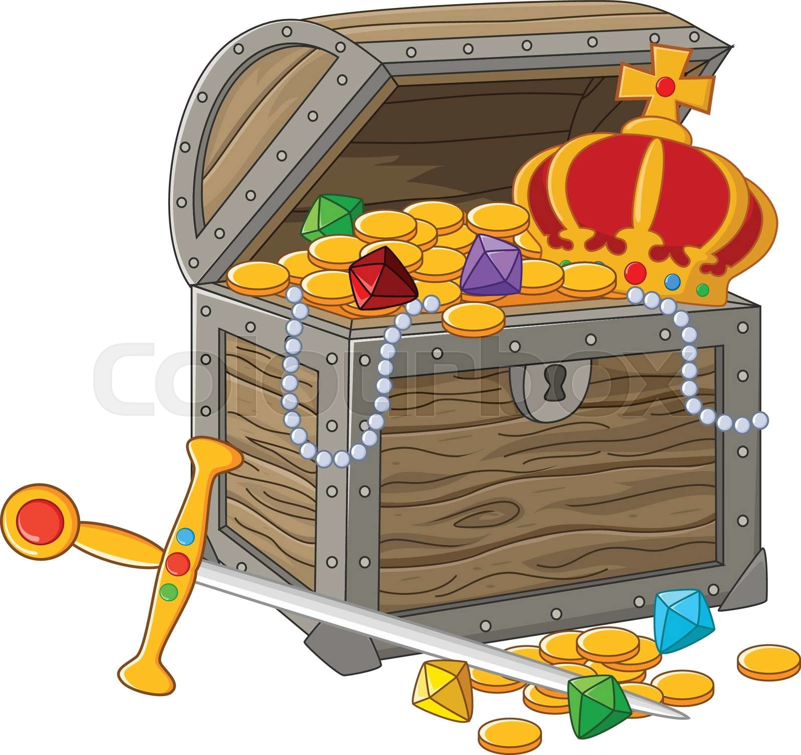 Open Treasure Chest cartoon | Stock vector | Colourbox