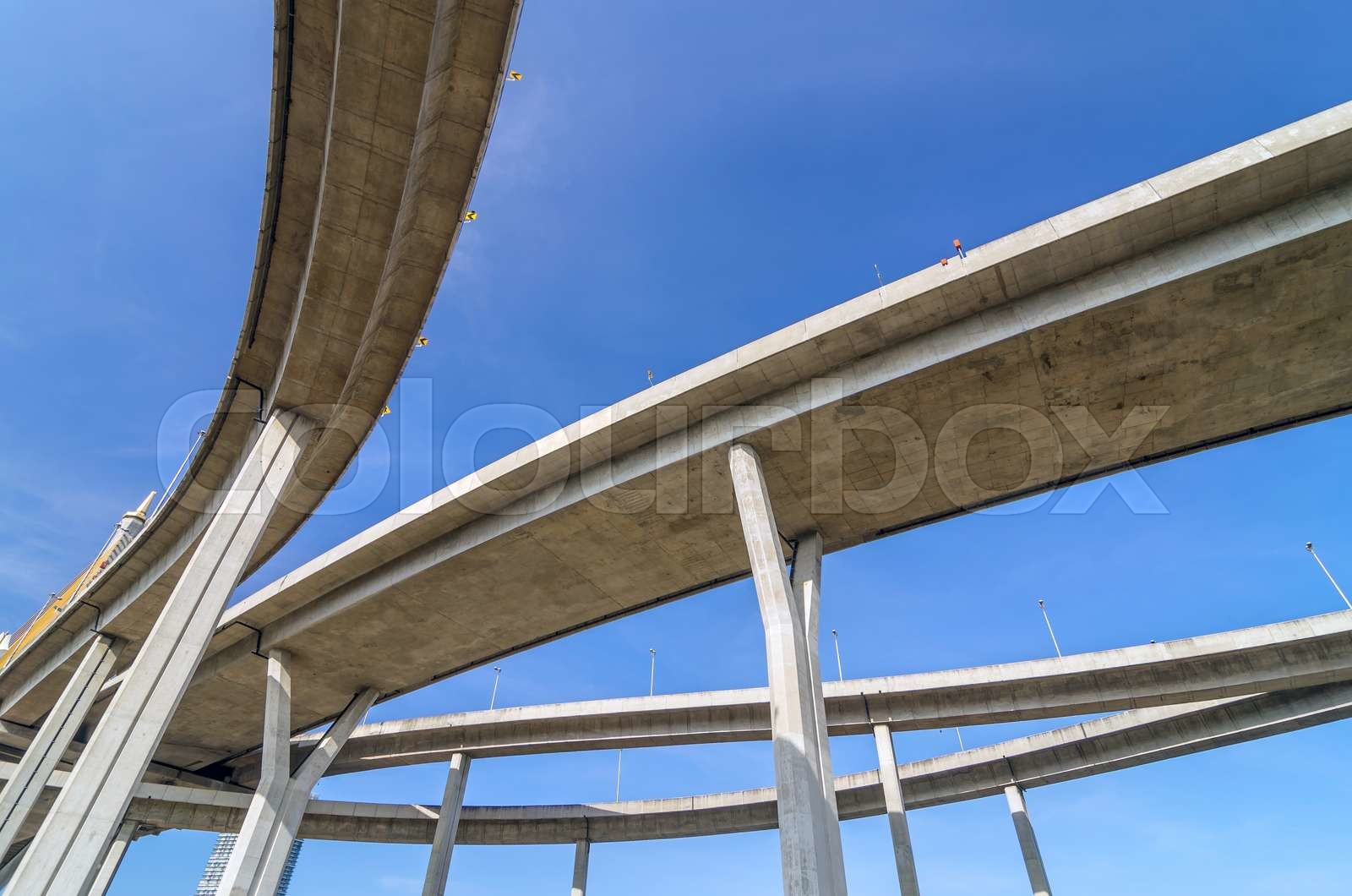 Elevated expressway,The curve of bridge, bangkok, thailand | Stock ...
