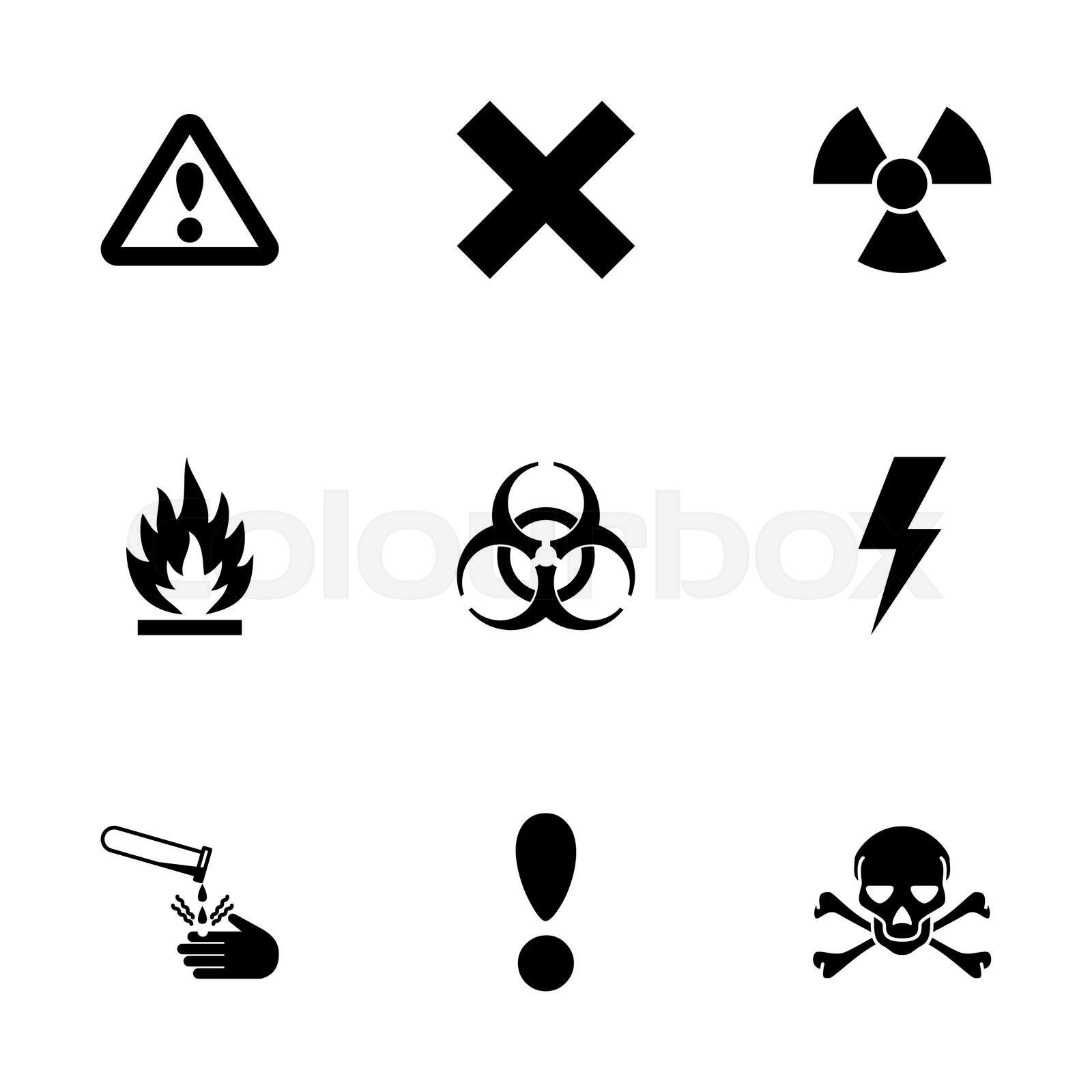 Vector black danger icon set | Stock vector | Colourbox