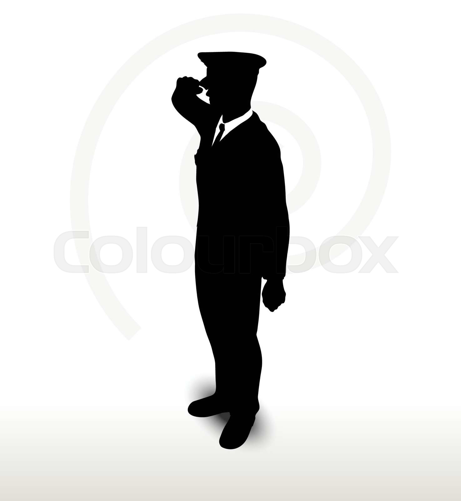 army general silhouette with hand gesture saluting | Stock vector ...