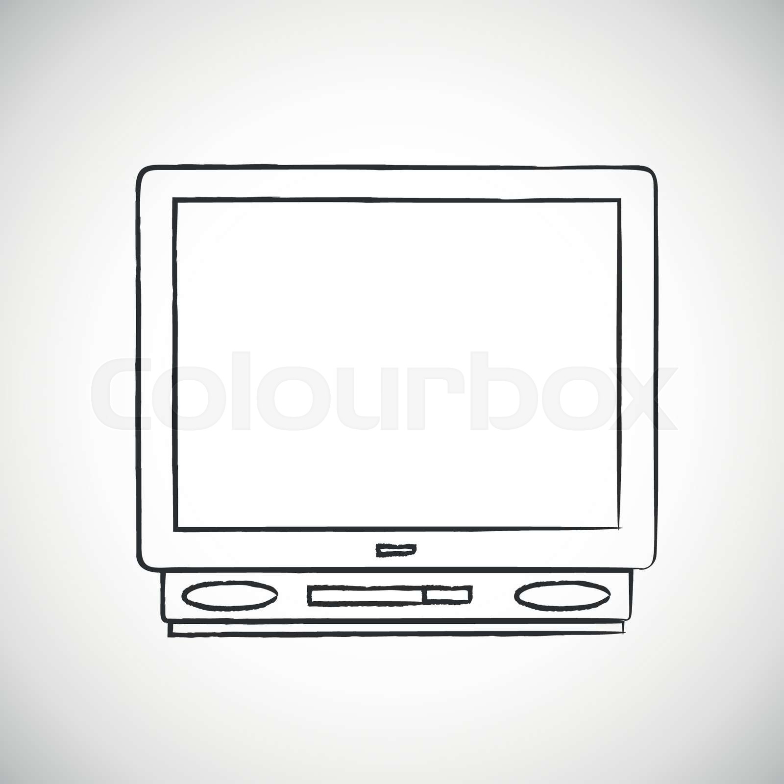 Hand drawn retro TV. | Stock vector | Colourbox