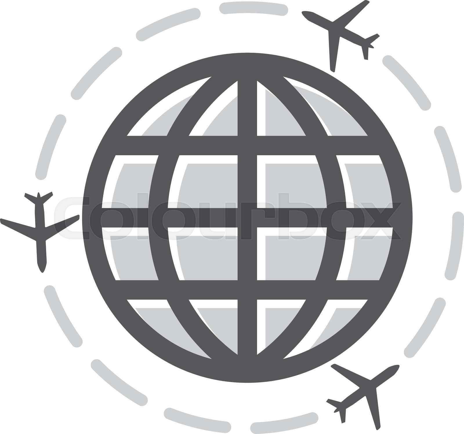 Airplane icon around the world | Stock vector | Colourbox