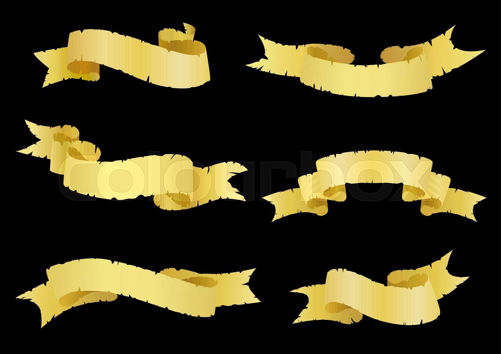 Yellow torn paper ribbons and banners | Stock vector | Colourbox