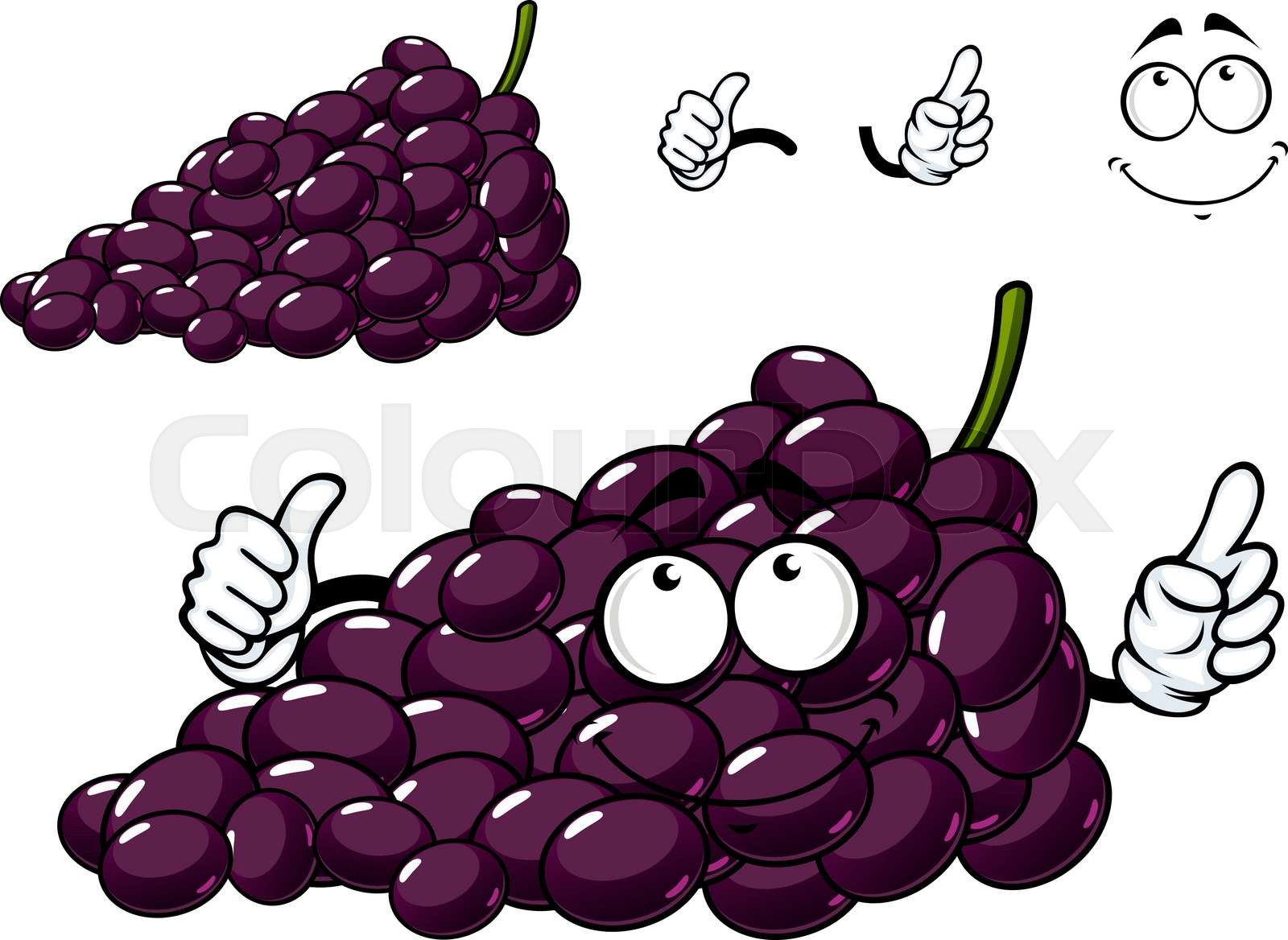 Cartoon purple grape fruit character | Stock vector | Colourbox