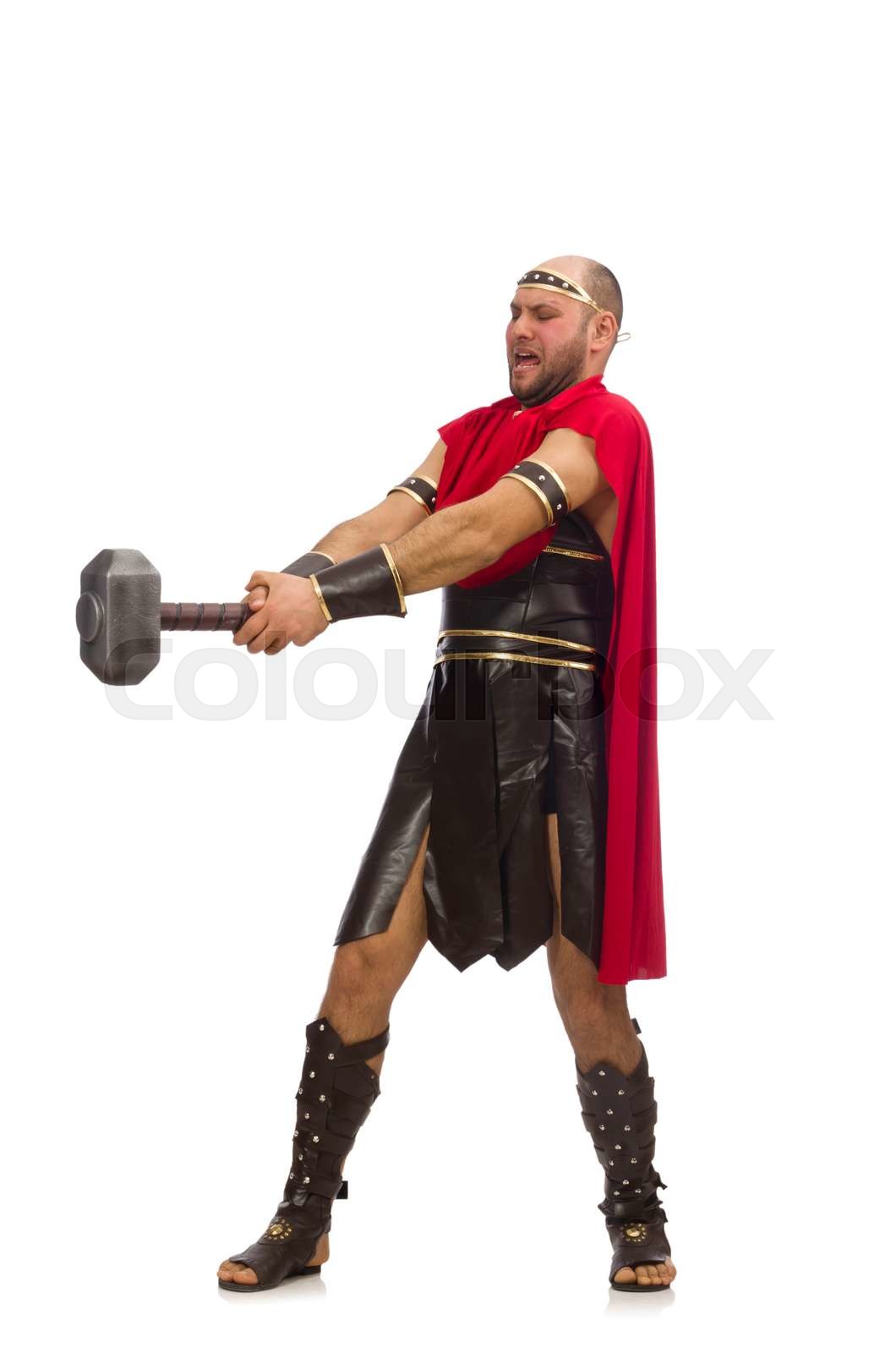 Gladiator with hammer isolated on white | Stock image | Colourbox