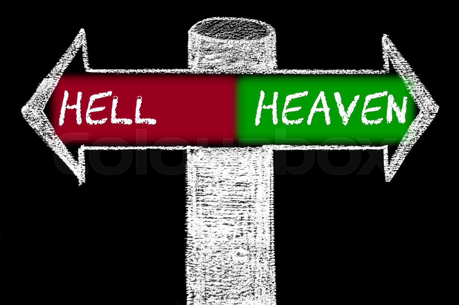 Opposite Arrows With Hell Versus Heaven Stock Image Colourbox