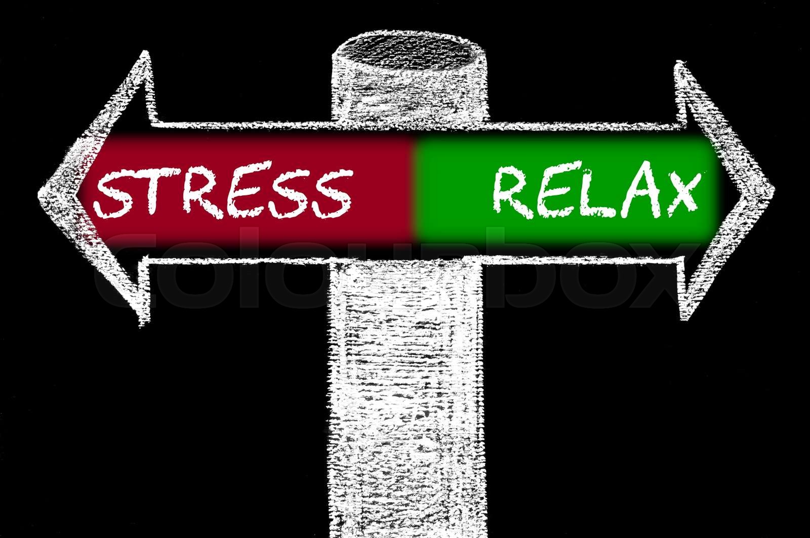 Opposite arrows with Stress versus Relax. | Stock image | Colourbox