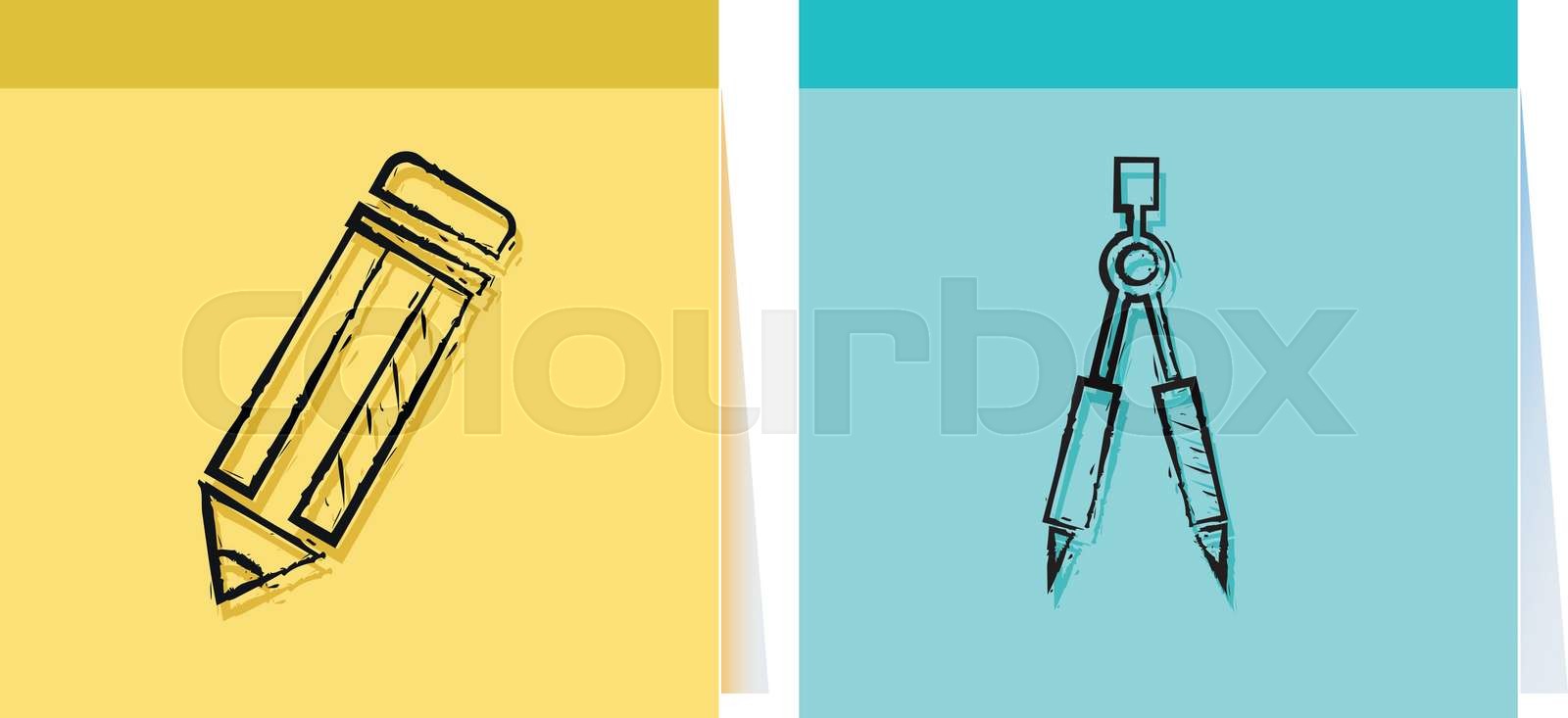 pencil and compass | Stock vector | Colourbox