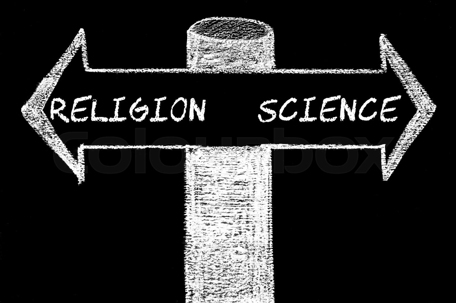 Opposite arrows with Religion versus Science | Stock image | Colourbox