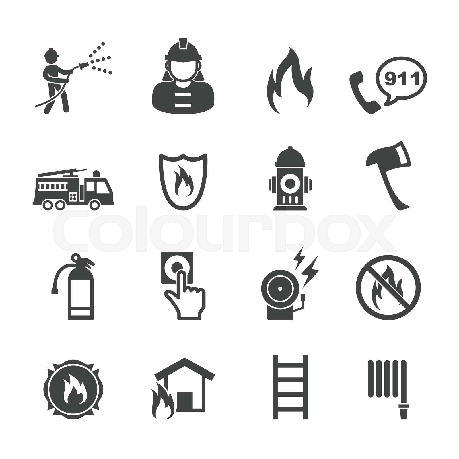 firefighter icons | Stock vector | Colourbox