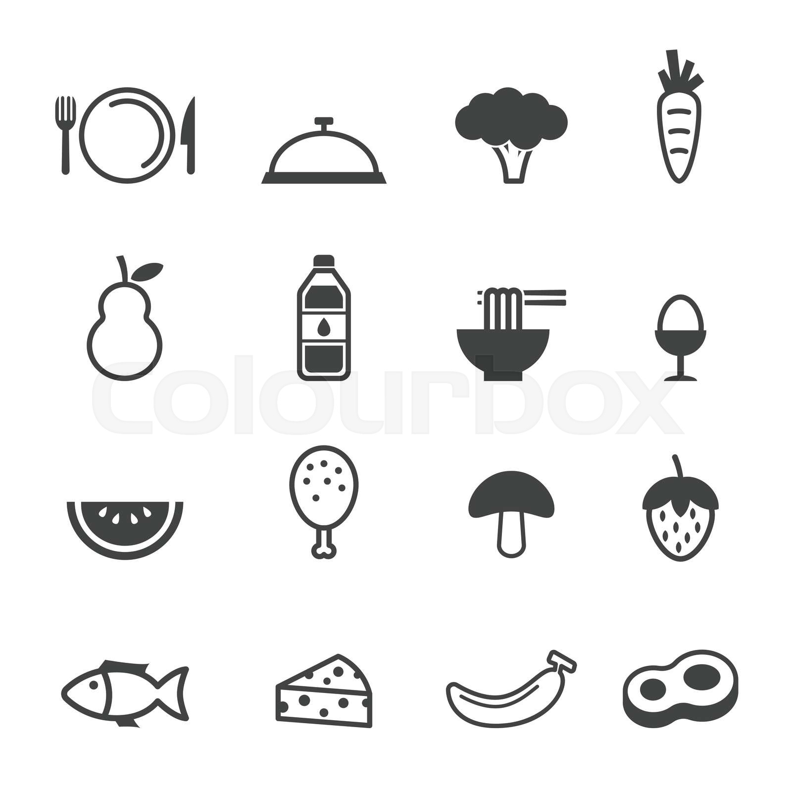 clean food icons | Stock vector | Colourbox
