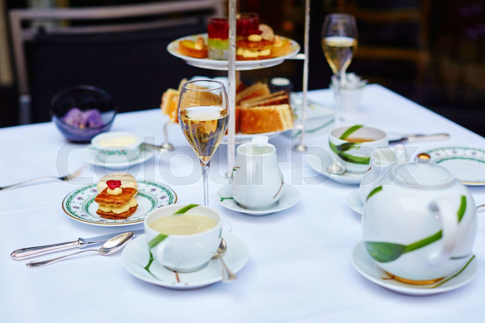 Beautiful table setting for high tea ceremony | Stock image | Colourbox