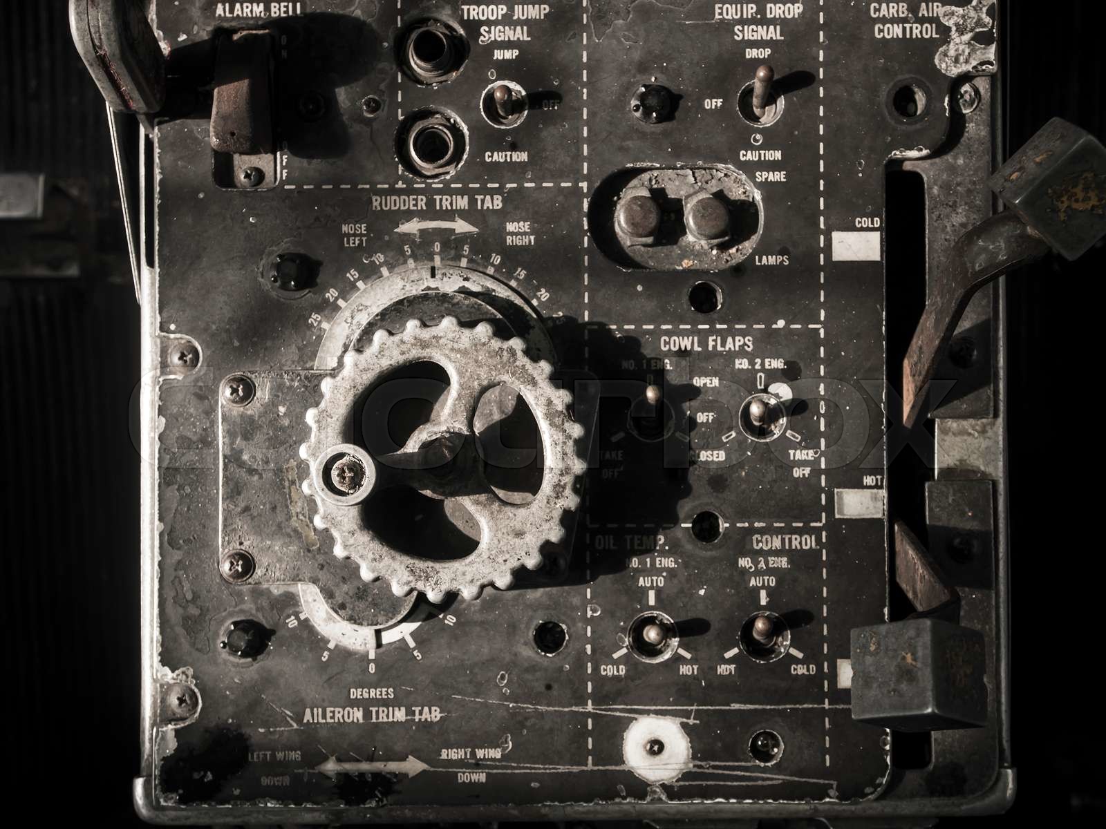Old Aircraft instruments panel | Stock image | Colourbox