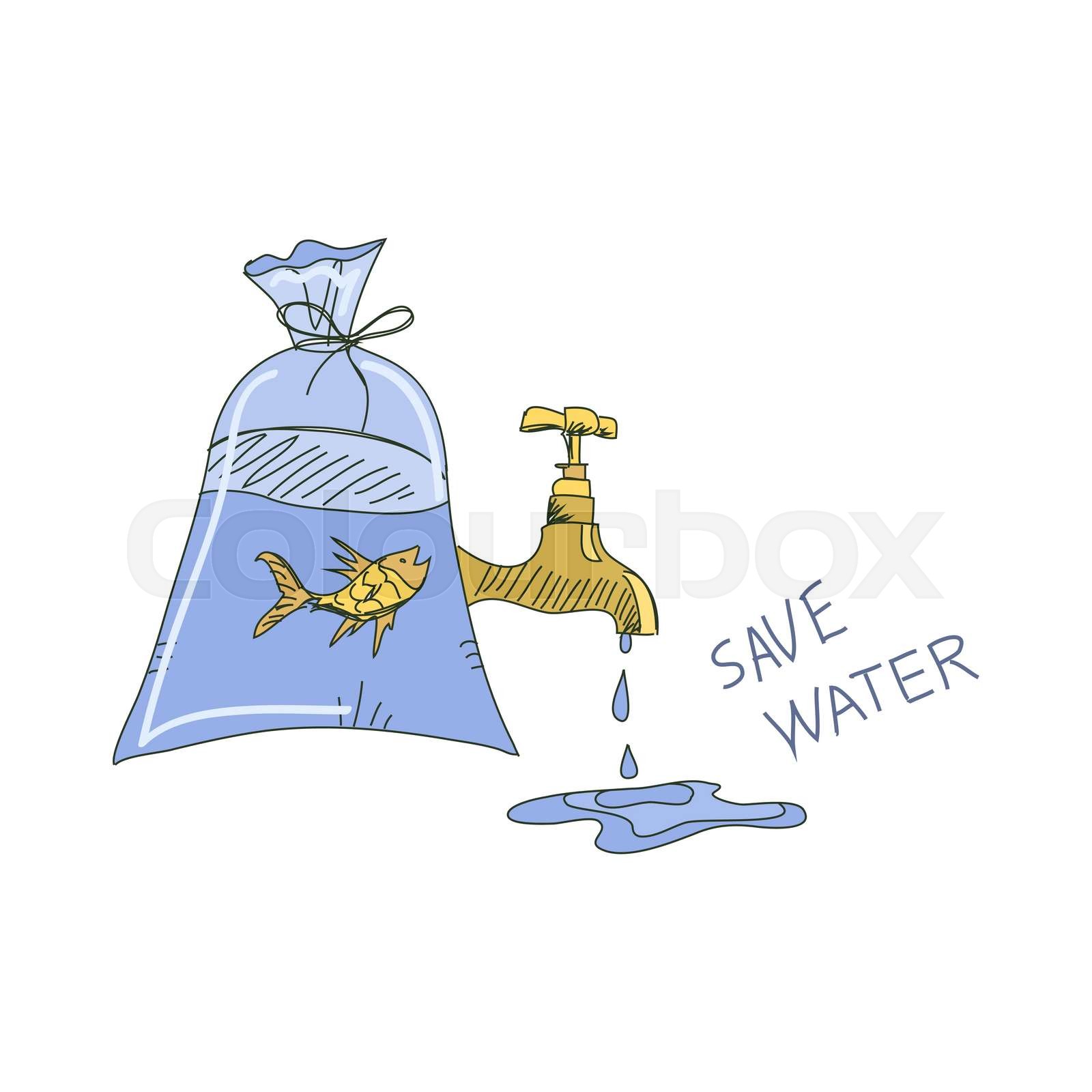 Colored doodle save water concept | Stock vector | Colourbox