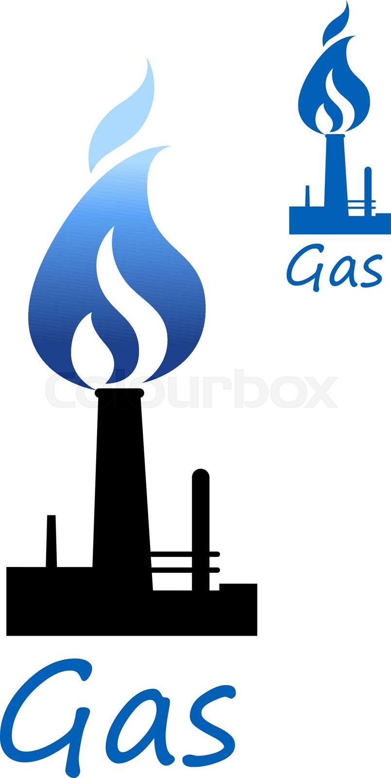 Gas symbol with pipe and blue flame | Stock vector | Colourbox