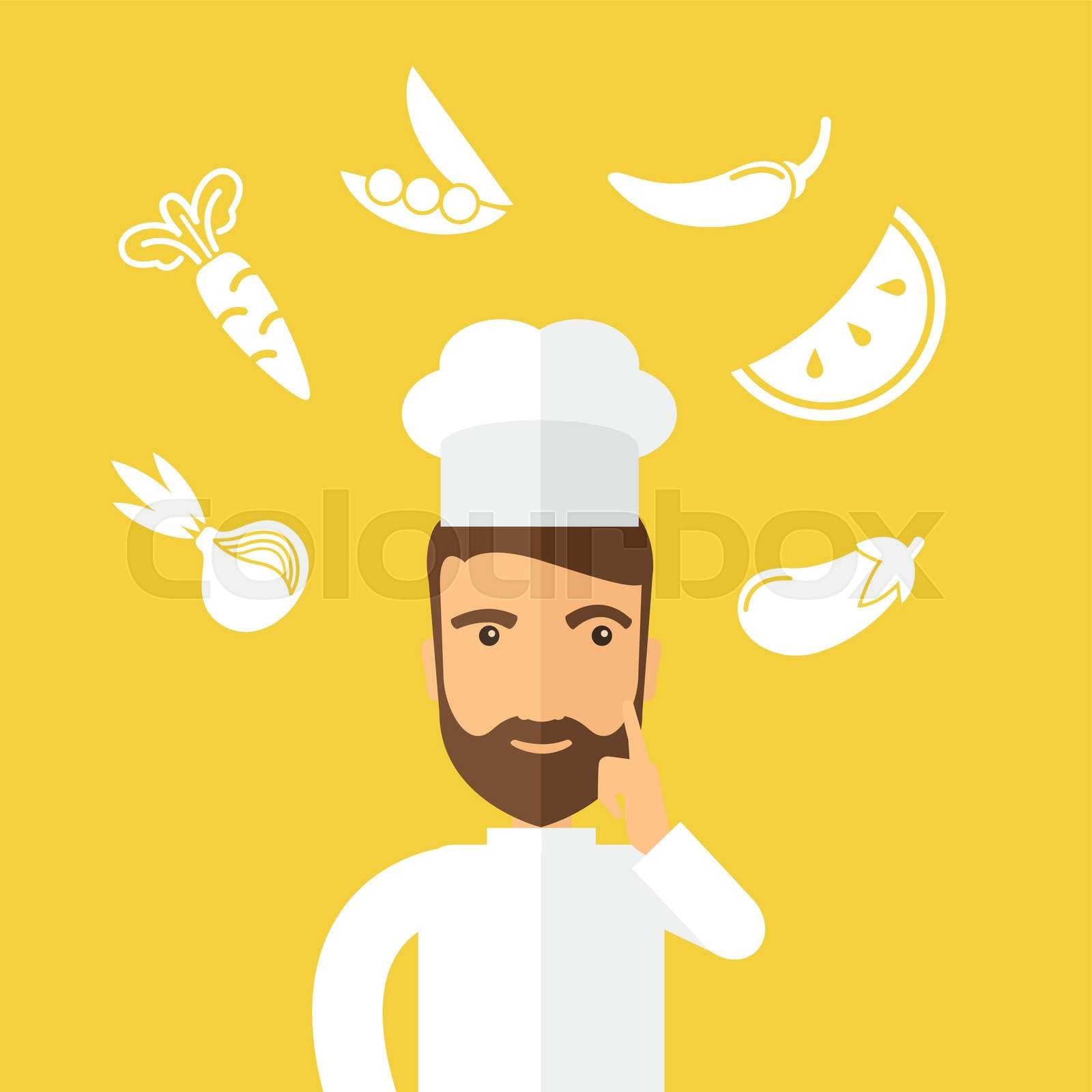 Thinking cook. | Stock vector | Colourbox