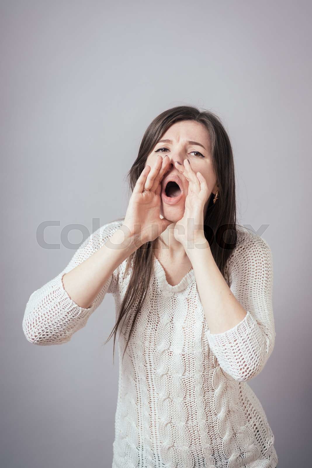 girl calling someone | Stock image | Colourbox