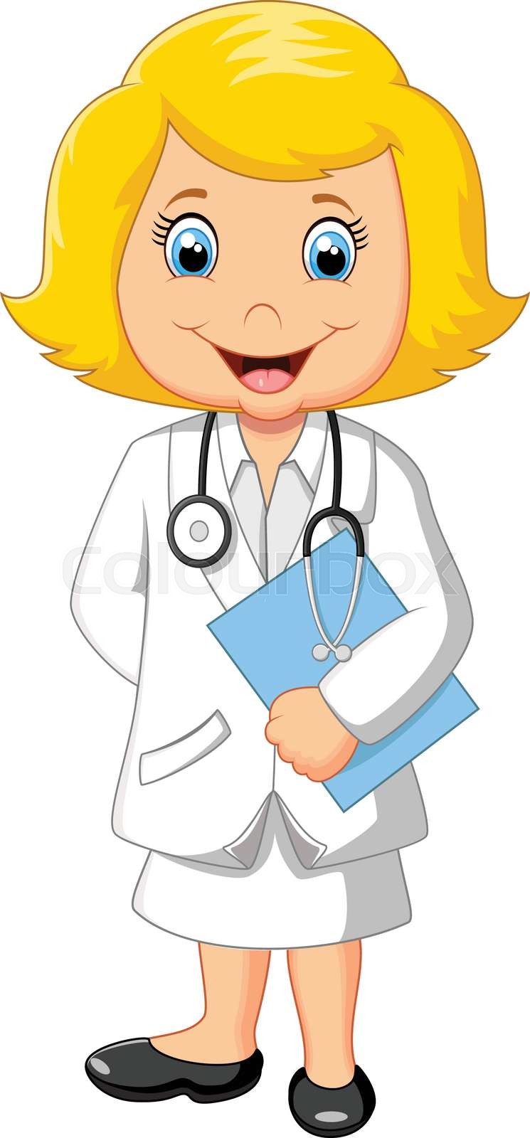 Cartoon a doctor holding blank sign | Stock vector | Colourbox