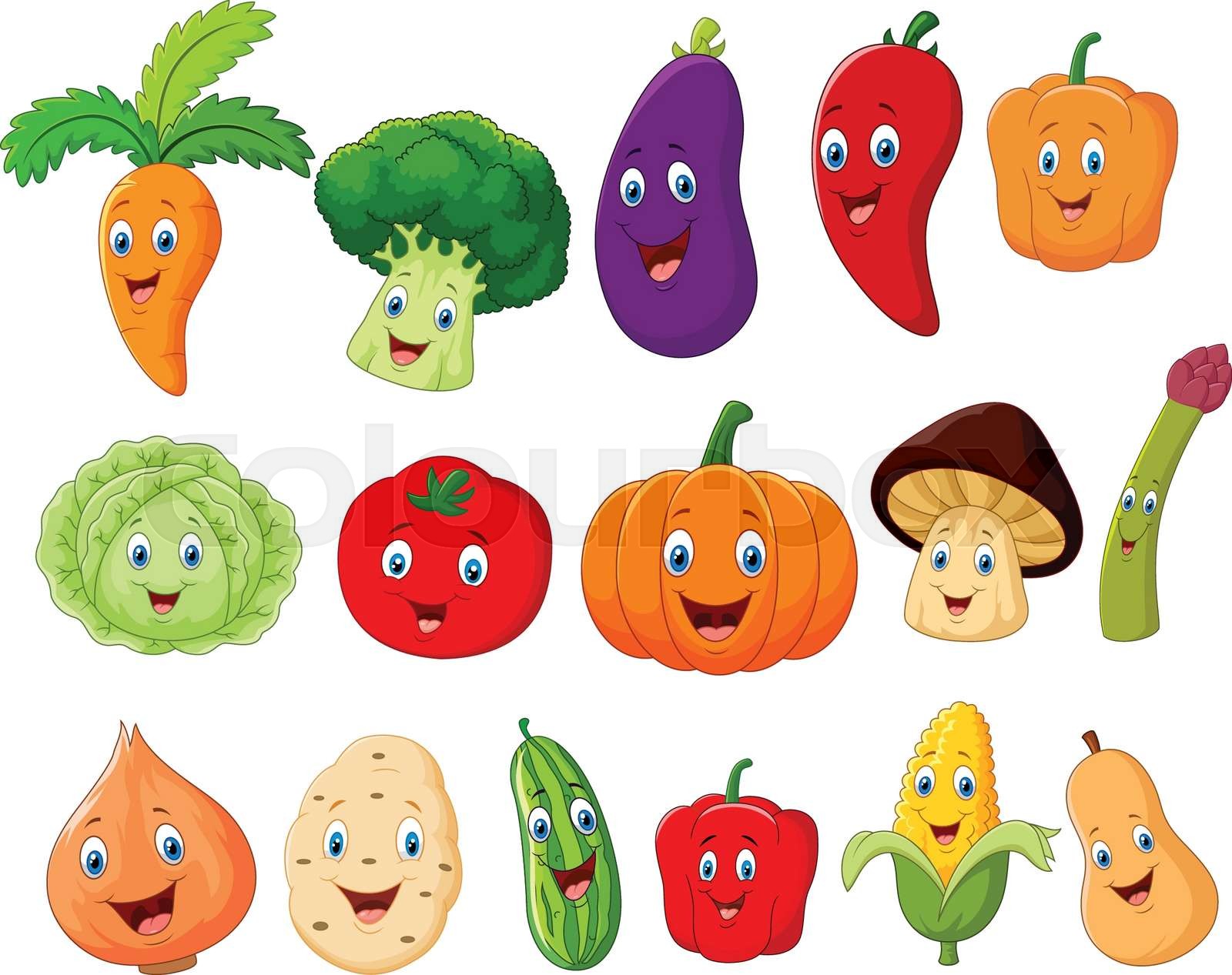 Cute vegetable cartoon character | Stock vector | Colourbox
