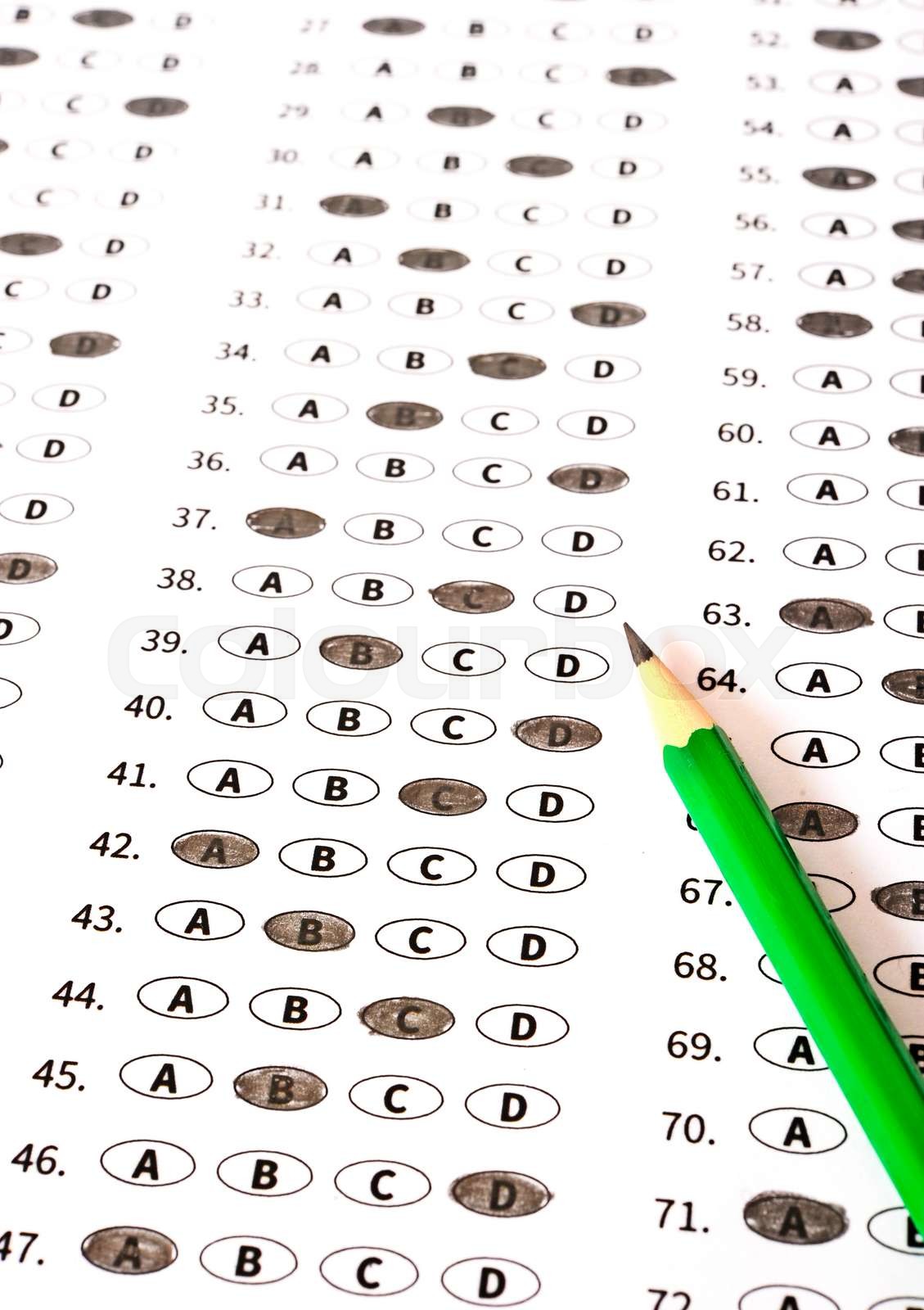 Test score sheet with answers | Stock image | Colourbox