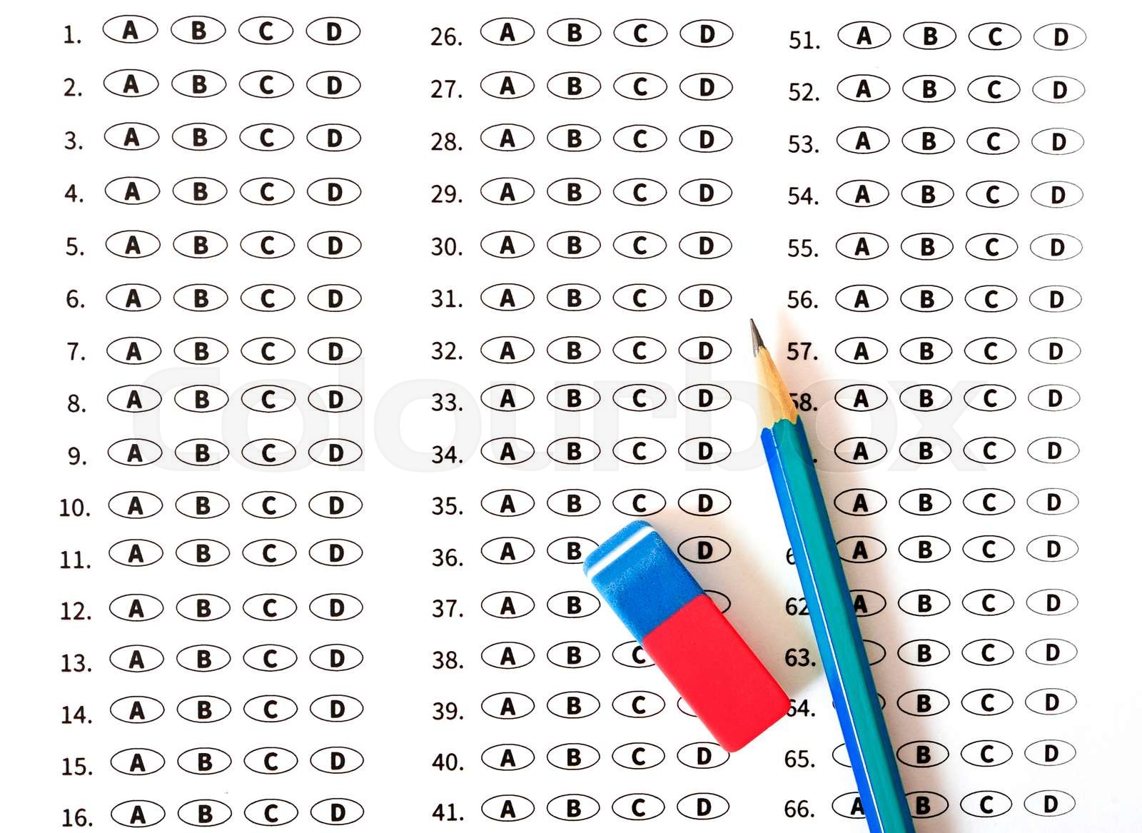 Test score sheet with answers | Stock image | Colourbox