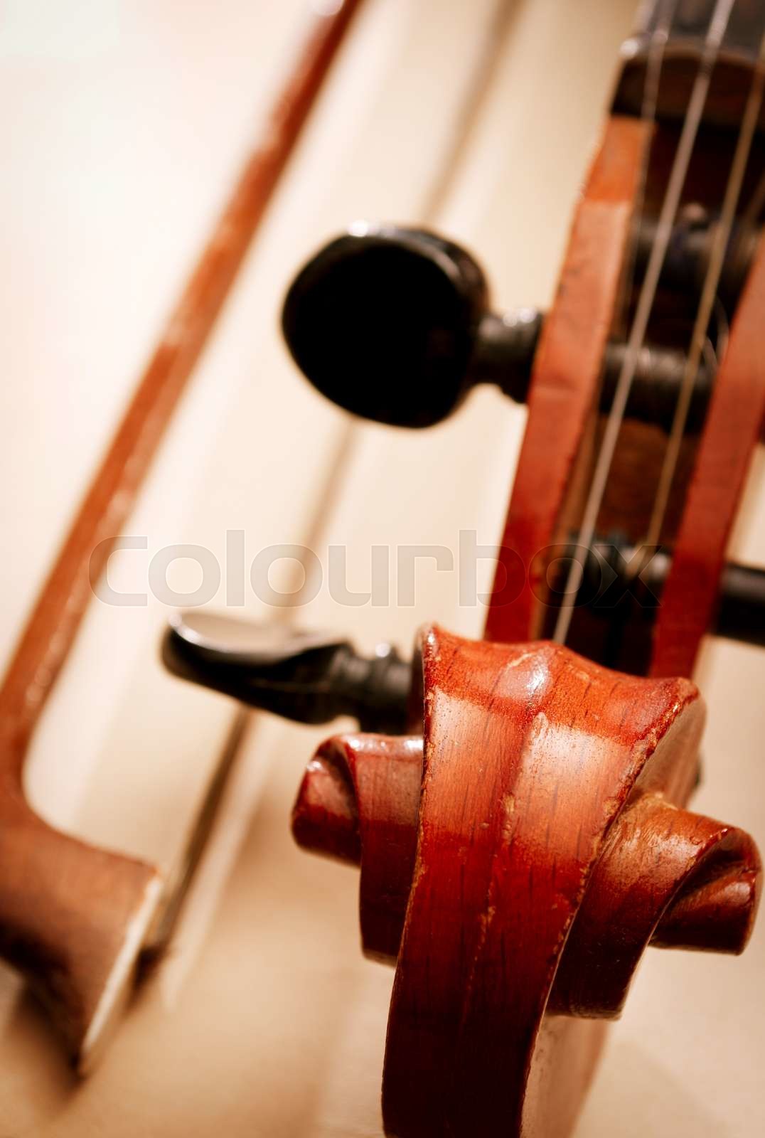 Close Up of Violin Scroll and Pegbox | Stock image | Colourbox