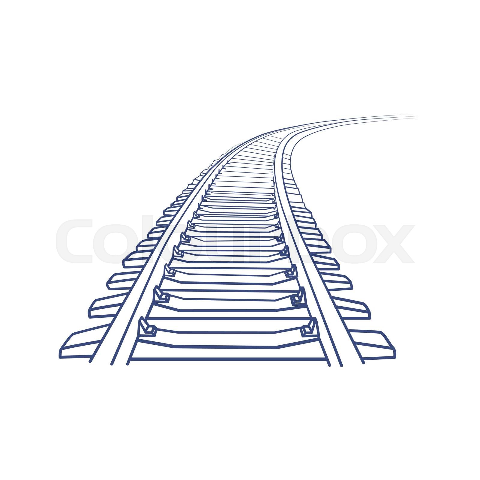 Curved endless Train track. | Stock vector | Colourbox