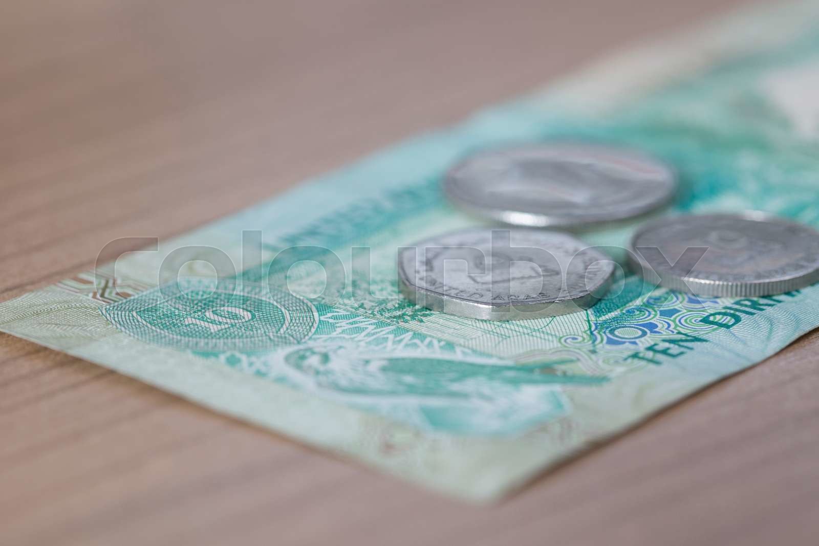 Ten Dirham Note and Coins | Stock image | Colourbox
