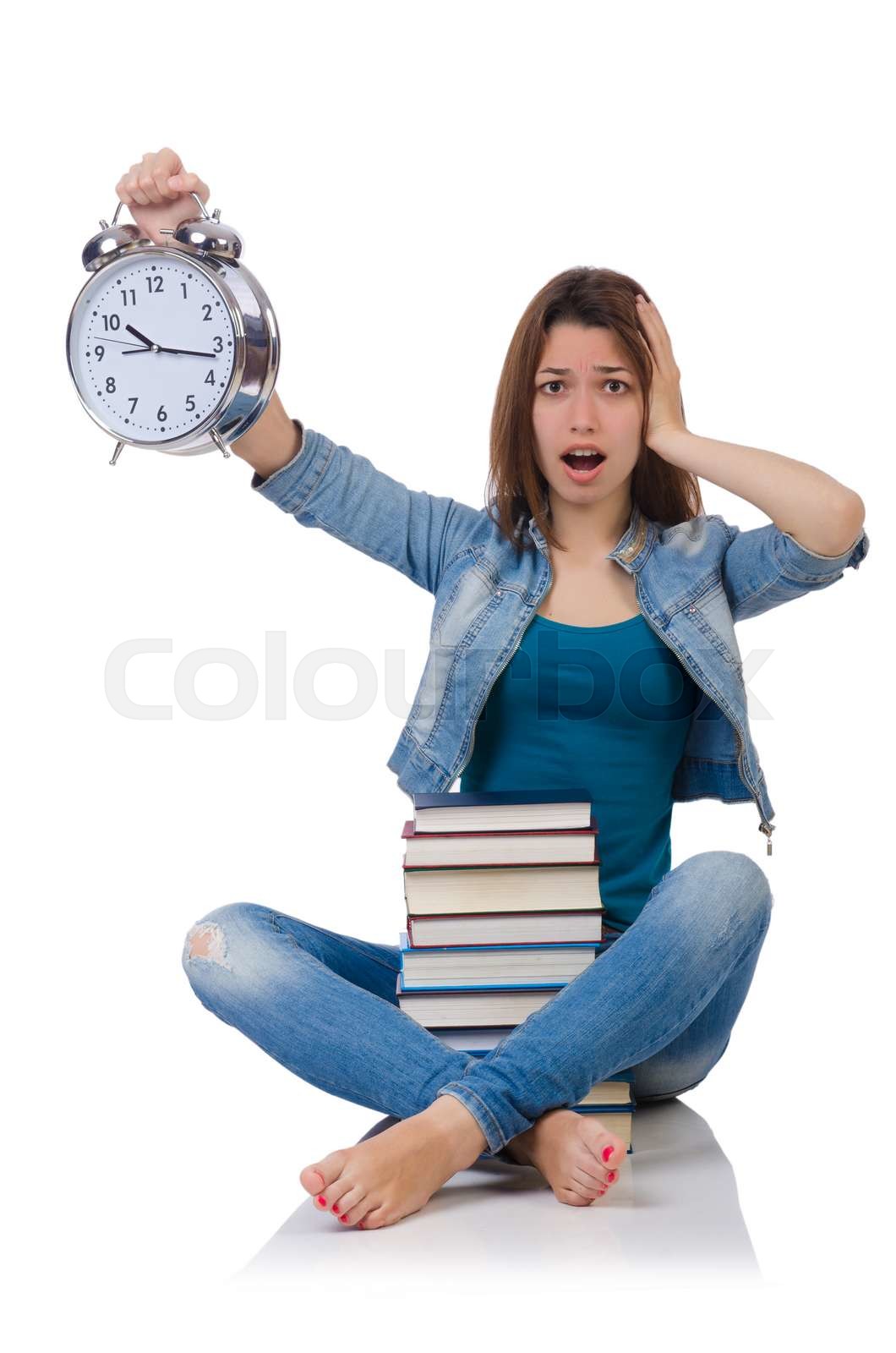 Student girl trying to meet her studying deadlines | Stock image ...