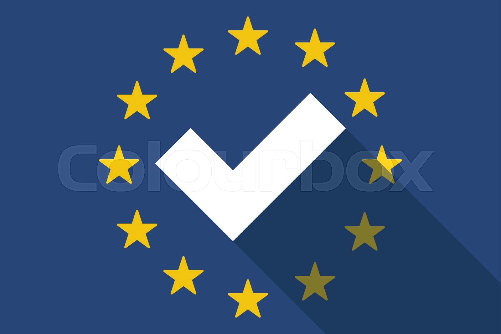 European Union long shadow flag with a check mark | Stock vector ...